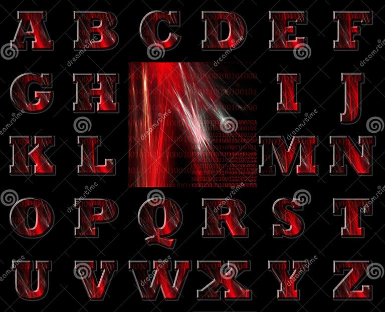 Red Binary Code Alphabet and Background Stock Illustration ...