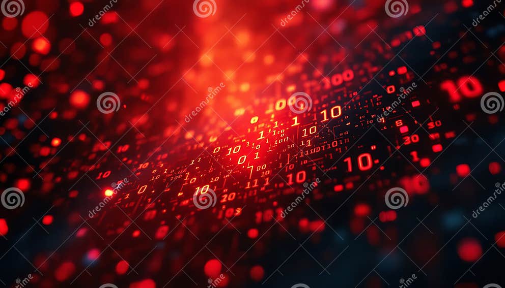Red Binary Code Digital Background Abstract Technology Image Stock Illustration - Illustration ...