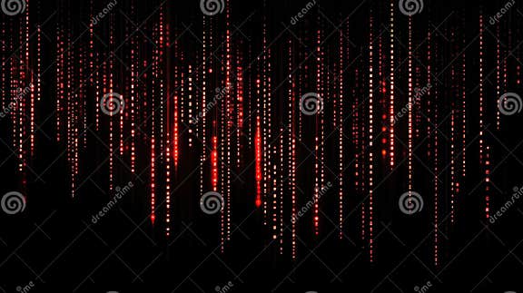 Red Binary Code Falling on Black Background Representing Digital Data ...