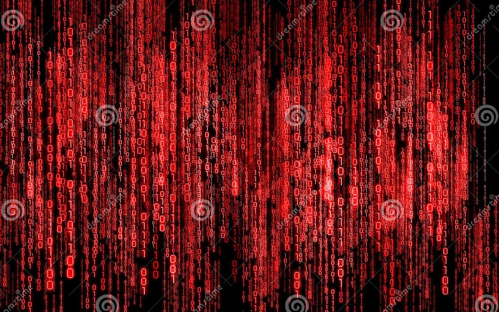Red Binary Code - Matrix Style Background Stock Illustration - Illustration of backdrop, binary ...