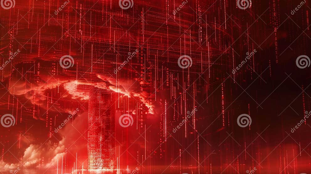 Red Binary Code Tornado Symbolizing Digital Chaos Stock Photo - Image ...