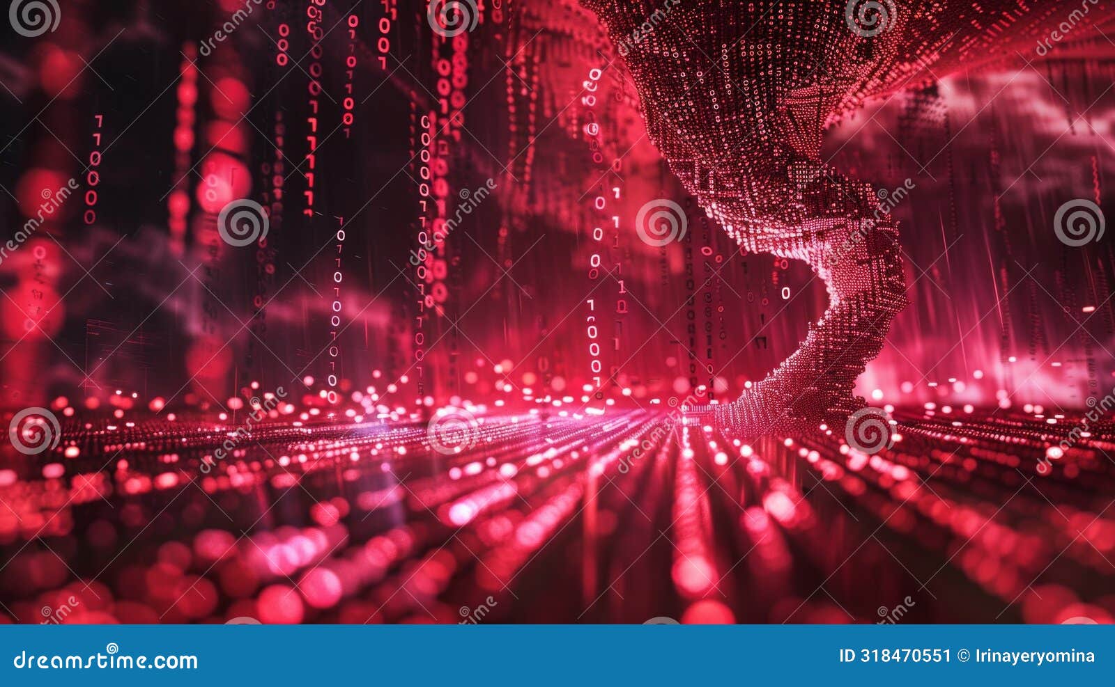 Red Binary Code Tornado: Visualizing Digital Chaos Stock Image - Image ...