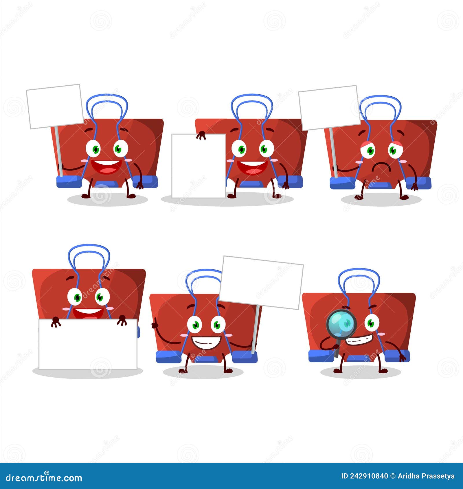Red Binder Clip Cartoon Character Bring Information Board Stock Vector ...