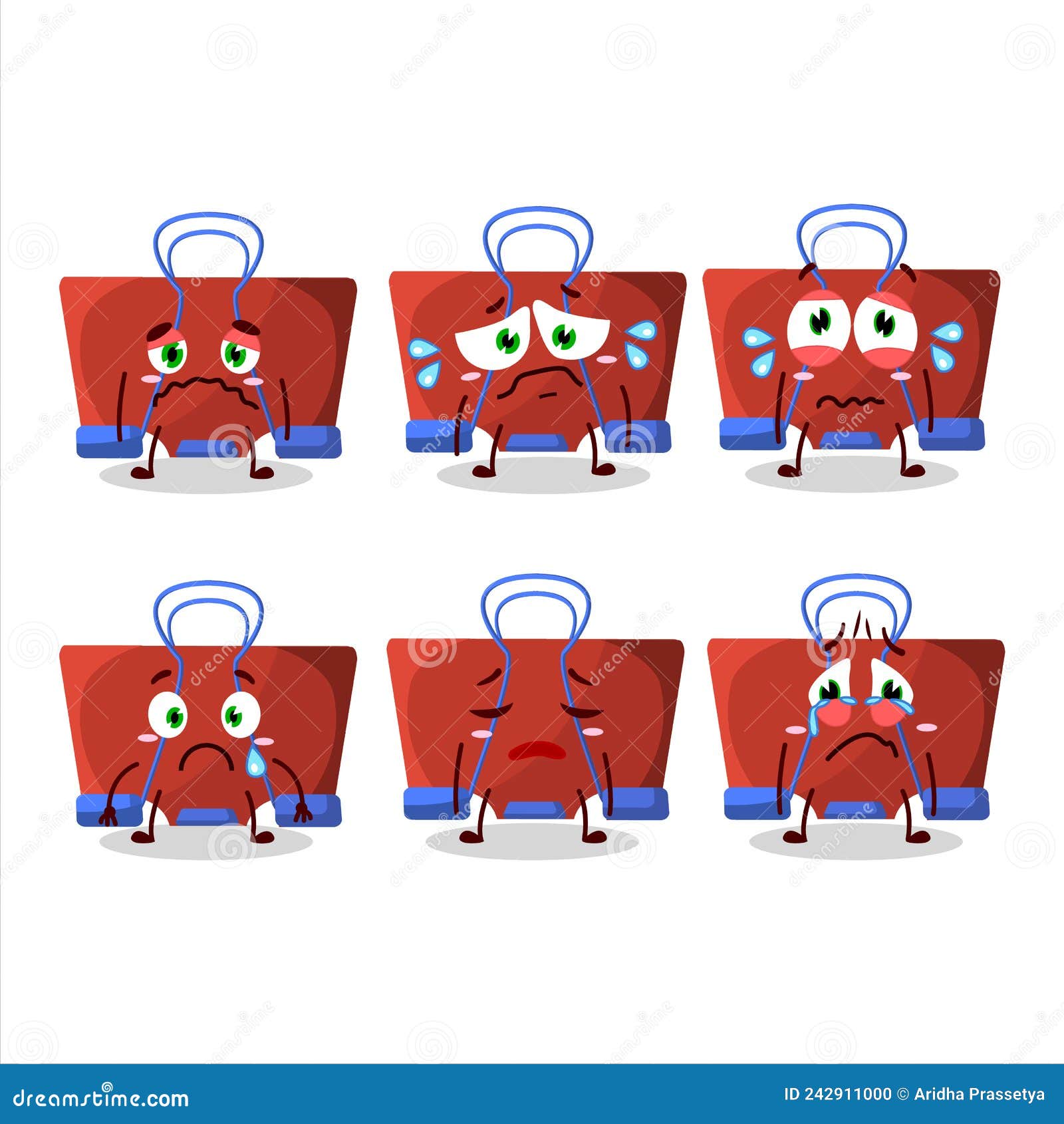 Red Binder Clip Cartoon Character with Sad Expression Stock Vector ...