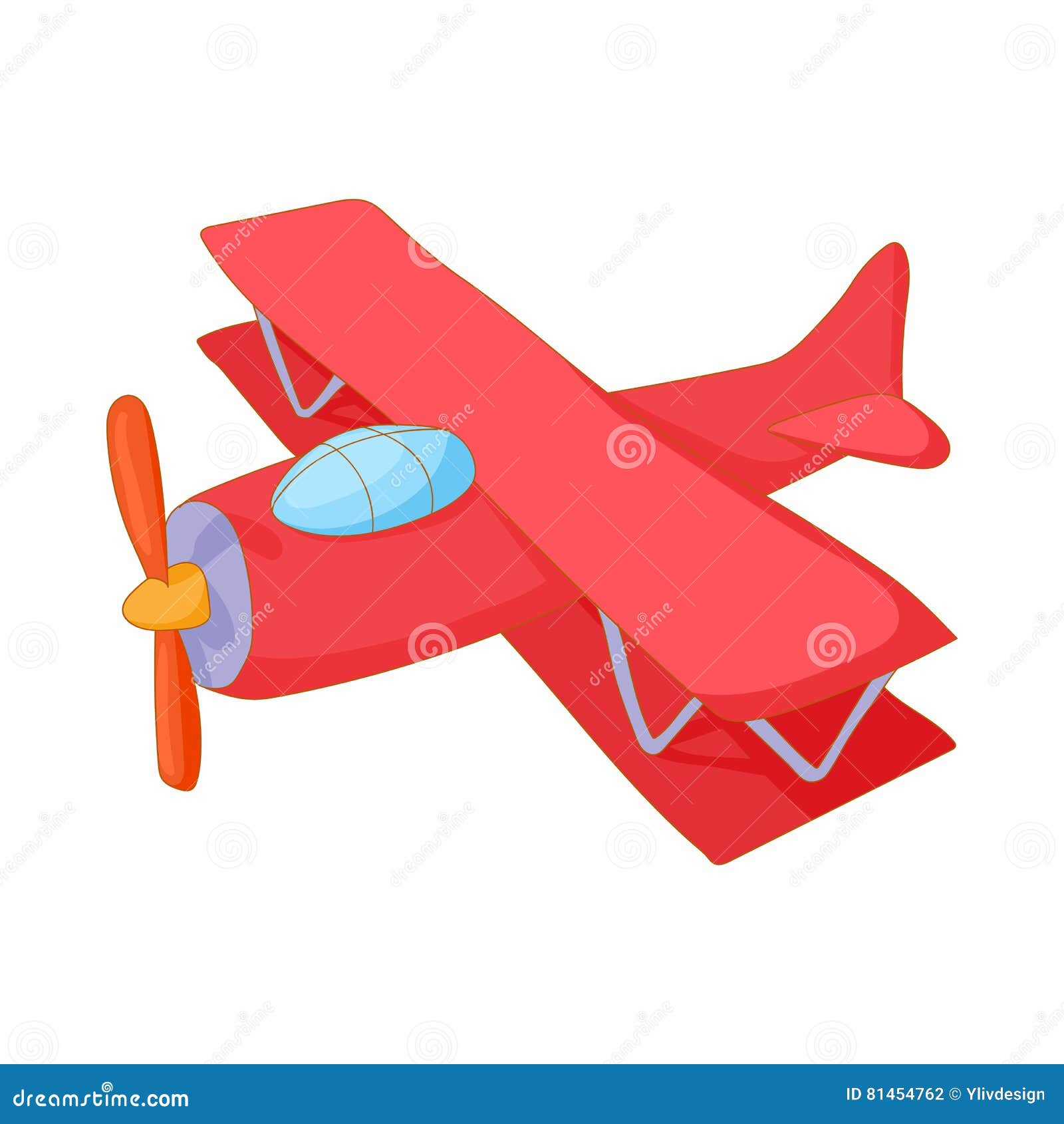 Red Biplane Icon, Cartoon Style Stock Vector - Illustration of historic ...