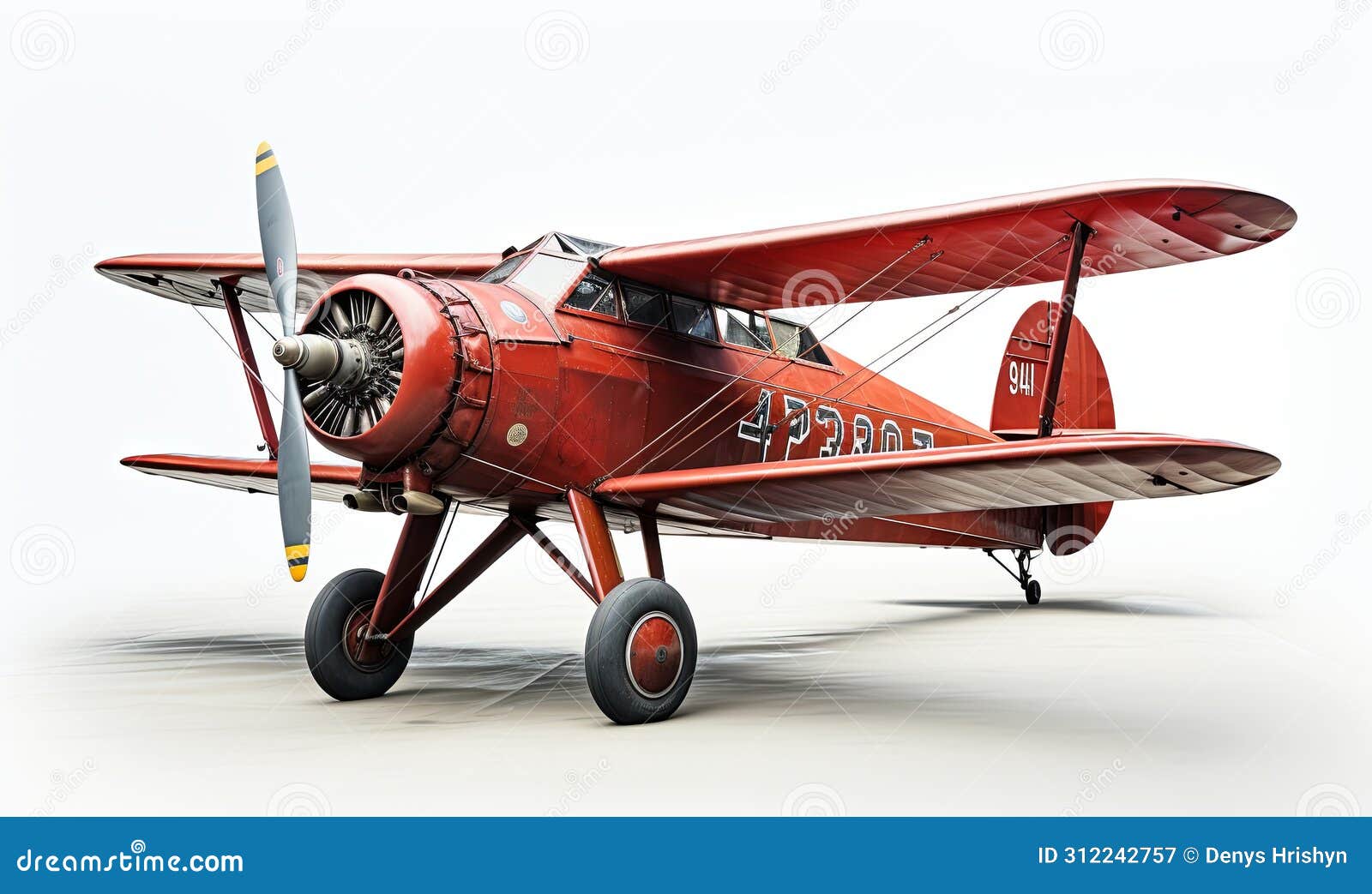 Red Biplane with Propeller on White Background Stock Image - Image of ...