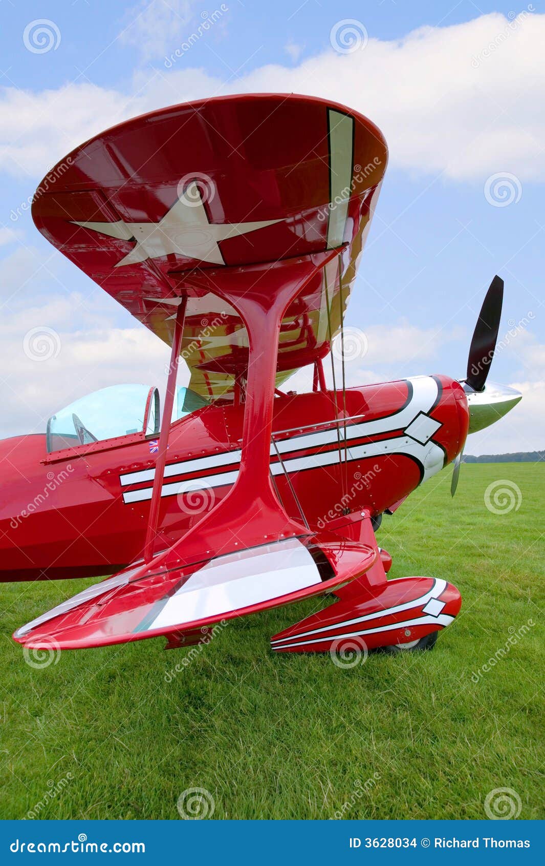 Red Biplane wing view stock photo. Image of antique, aircraft - 3628034