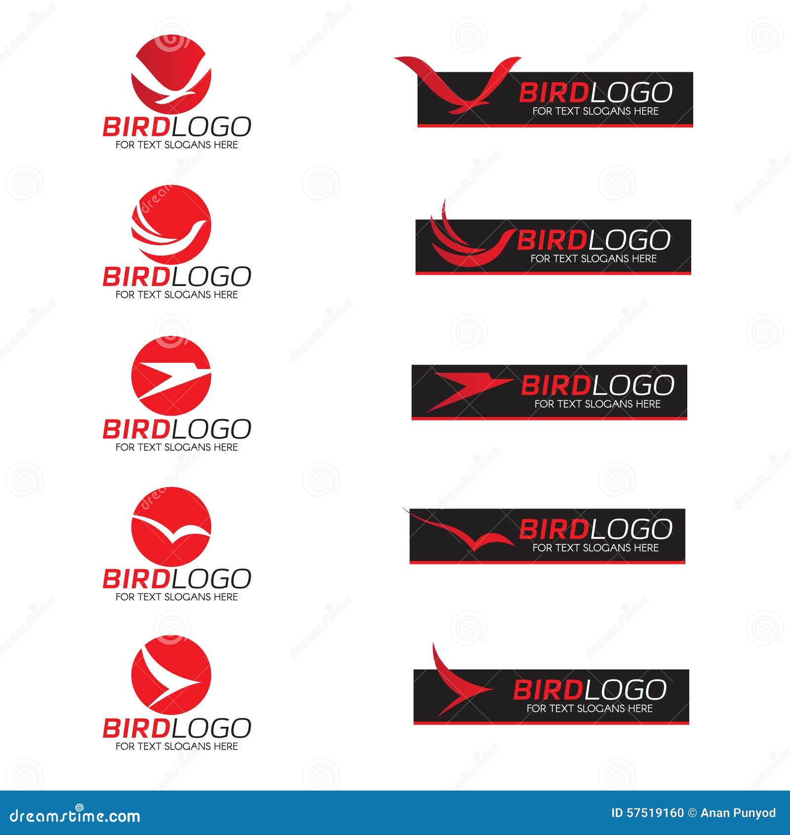 Red Bird on Circle and Black Banner Logo Vector Design Stock Vector ...