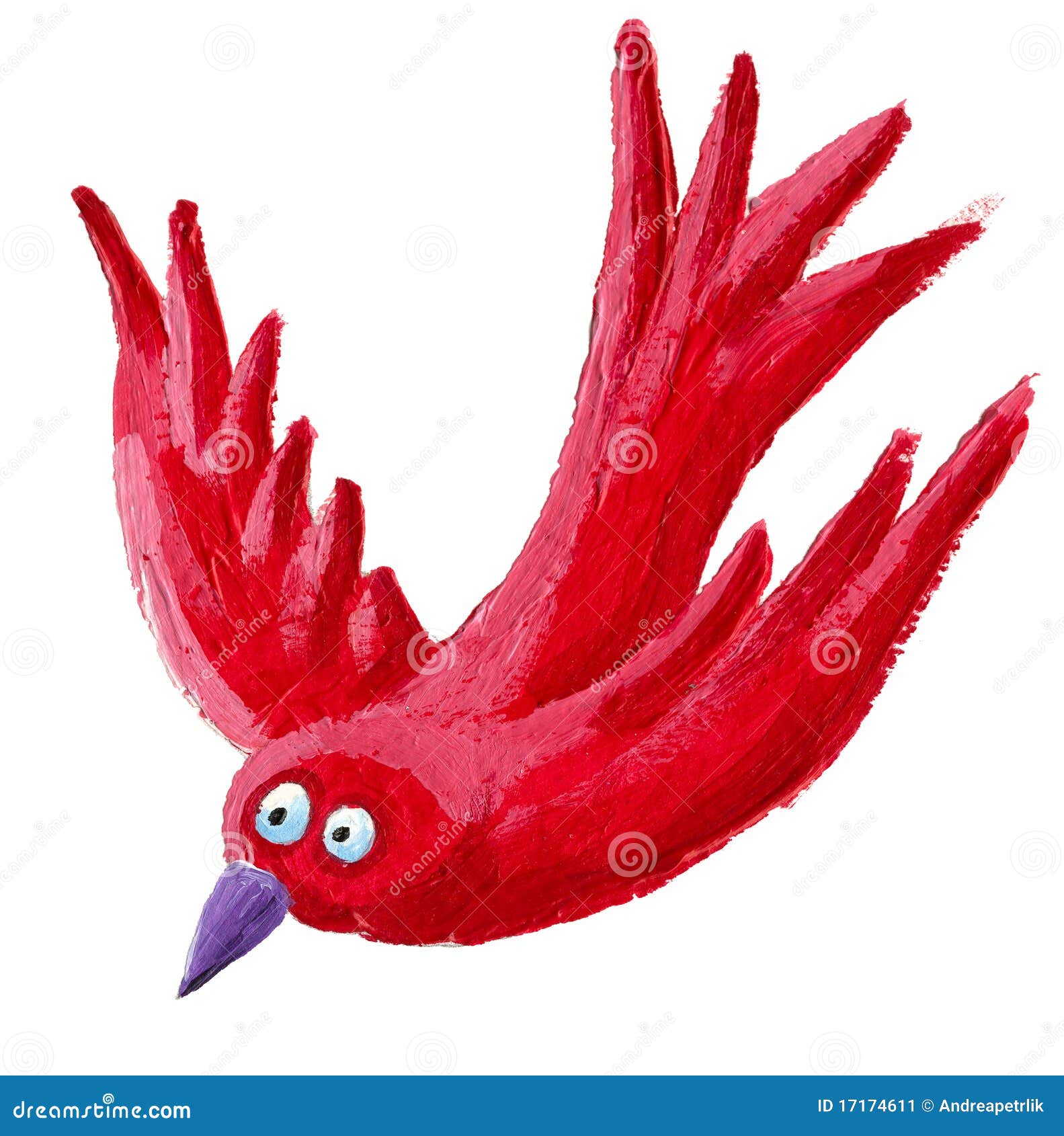 Red bird flying down stock illustration. Illustration of feather - 17174611