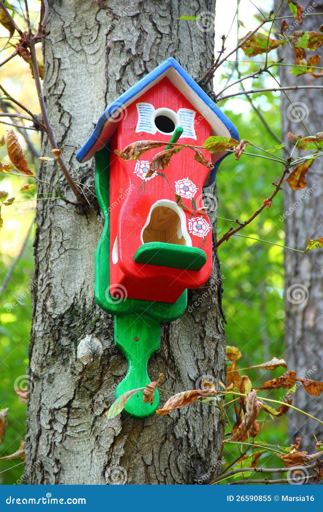 Red birdhouse stock image. Image of exterior, animal - 26590855