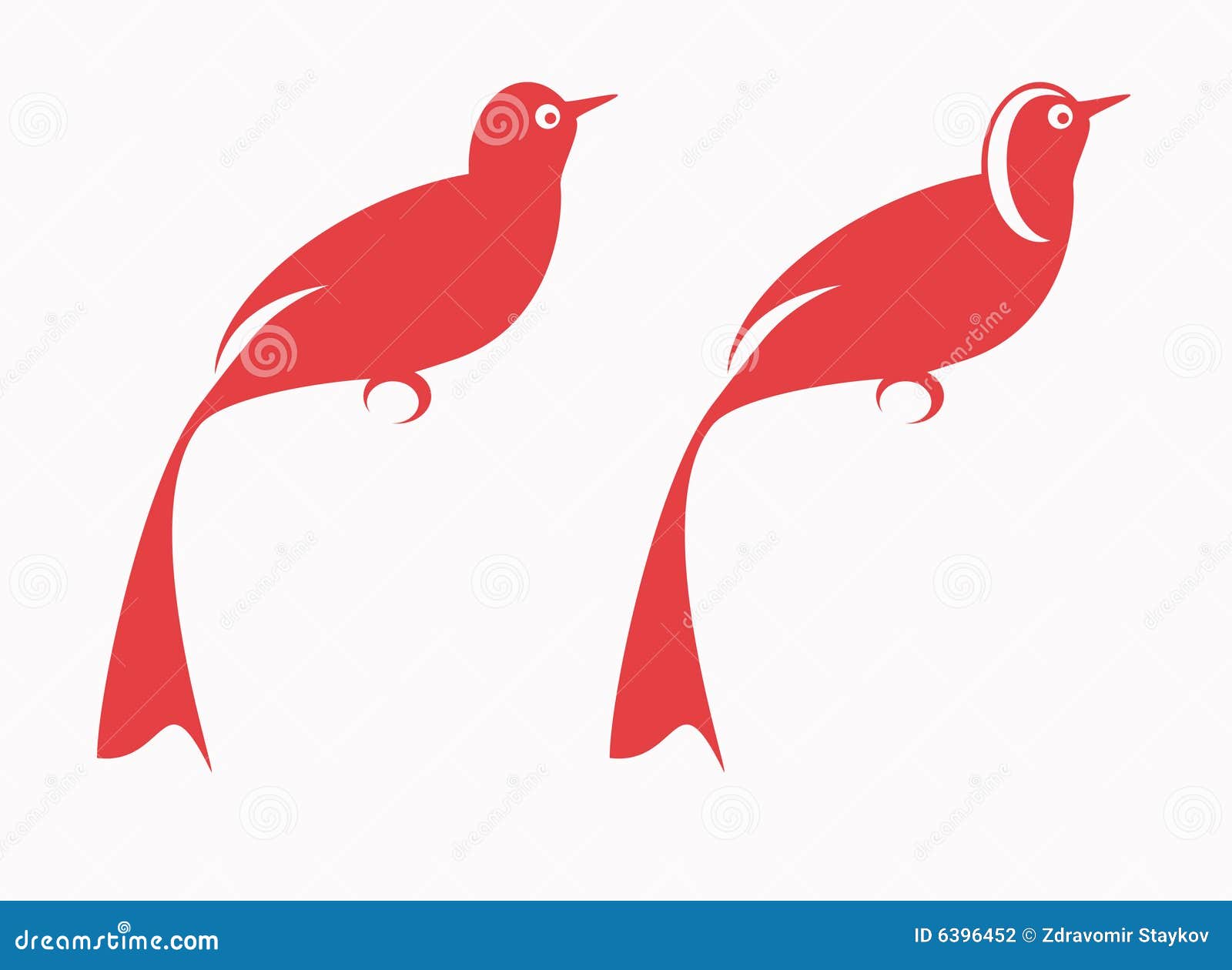 Red Birds stock vector. Illustration of long, birds, tail - 6396452