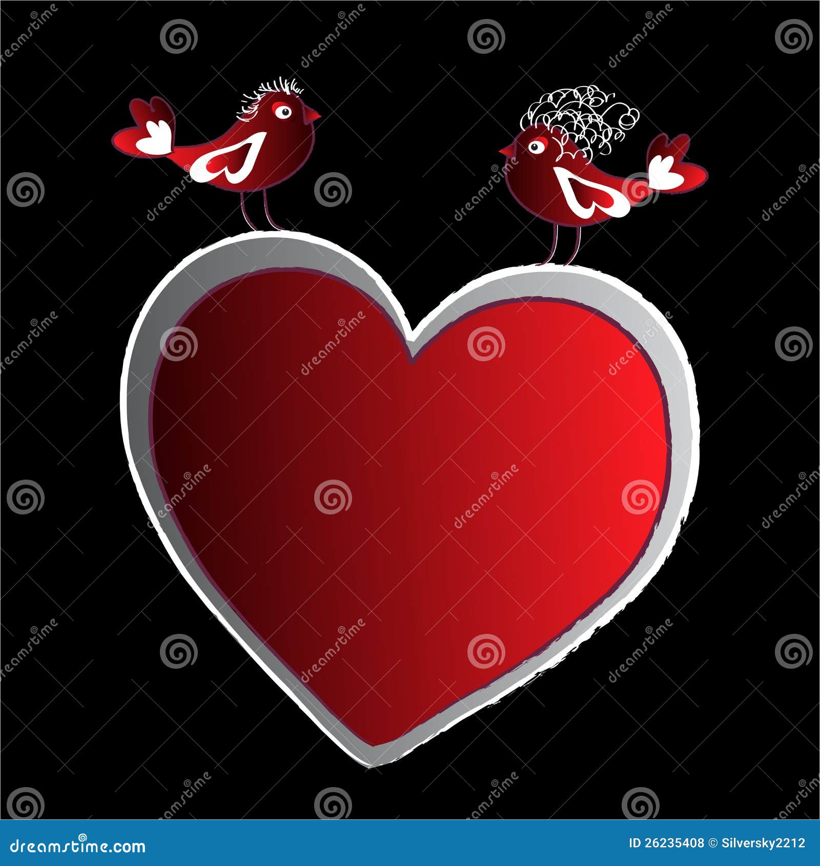 Red birds and heart stock vector. Illustration of bird - 26235408