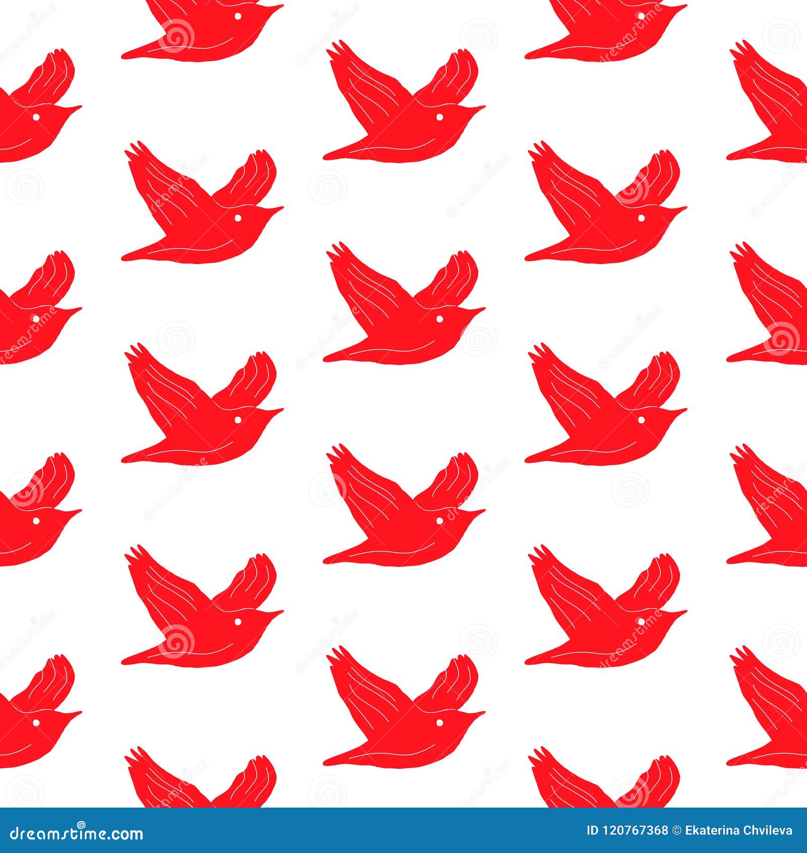 Red birds seamless pattern stock vector. Illustration of dove - 120767368