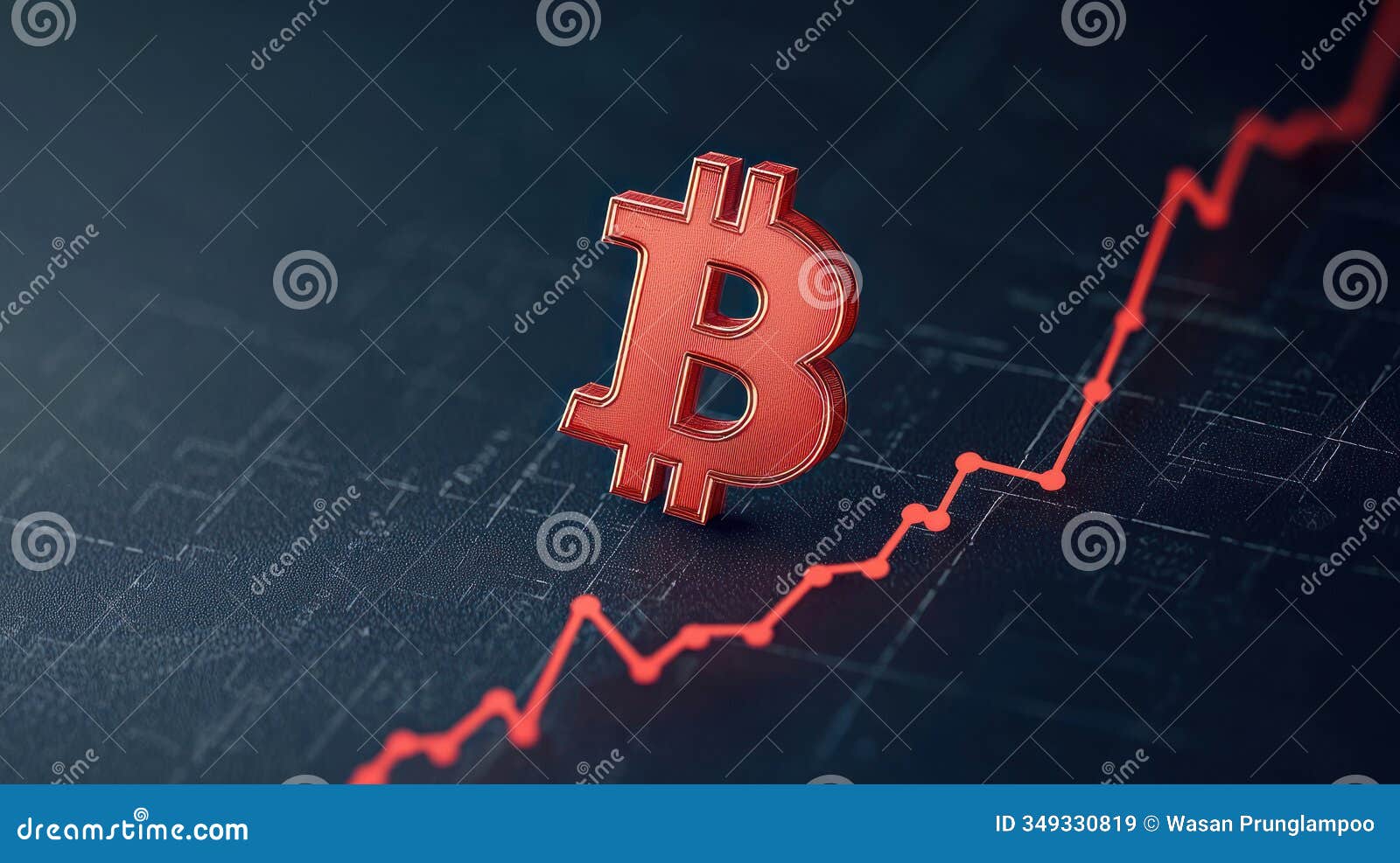 Red Bitcoin Symbol on Financial Chart Indicating a Rise in ...