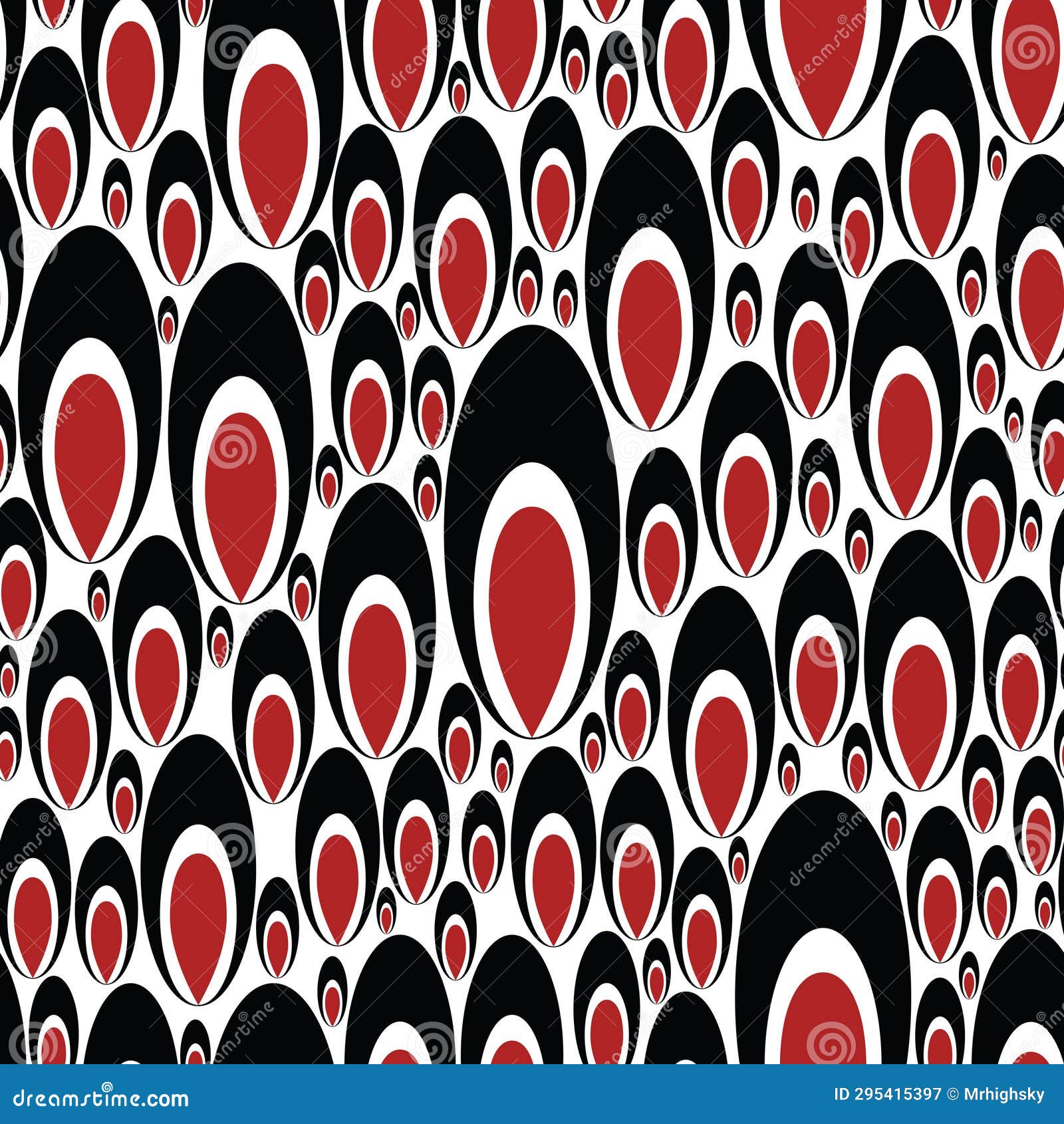 Red and Black Abstract Oval Shapes Seamless Pattern Stock Illustration ...