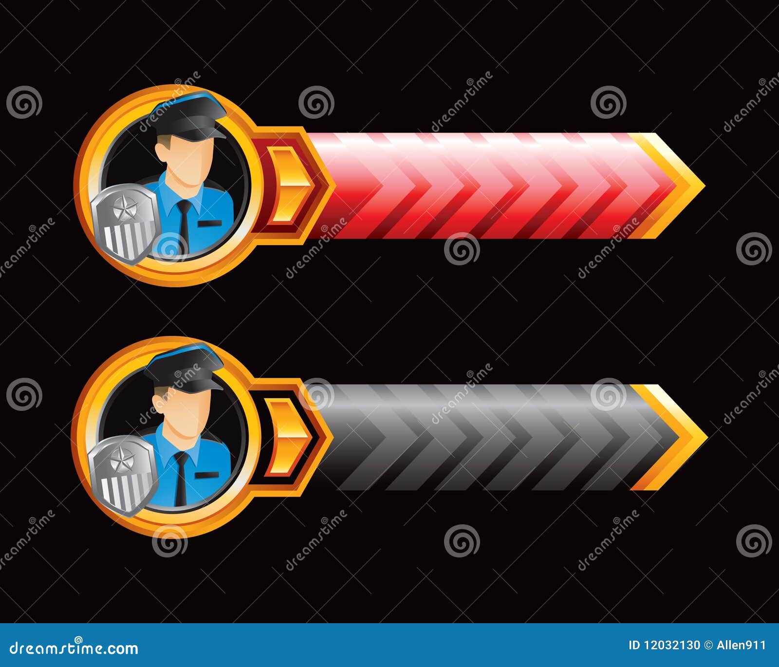 Red and Black Arrows with Police Officer Stock Vector - Illustration of ...