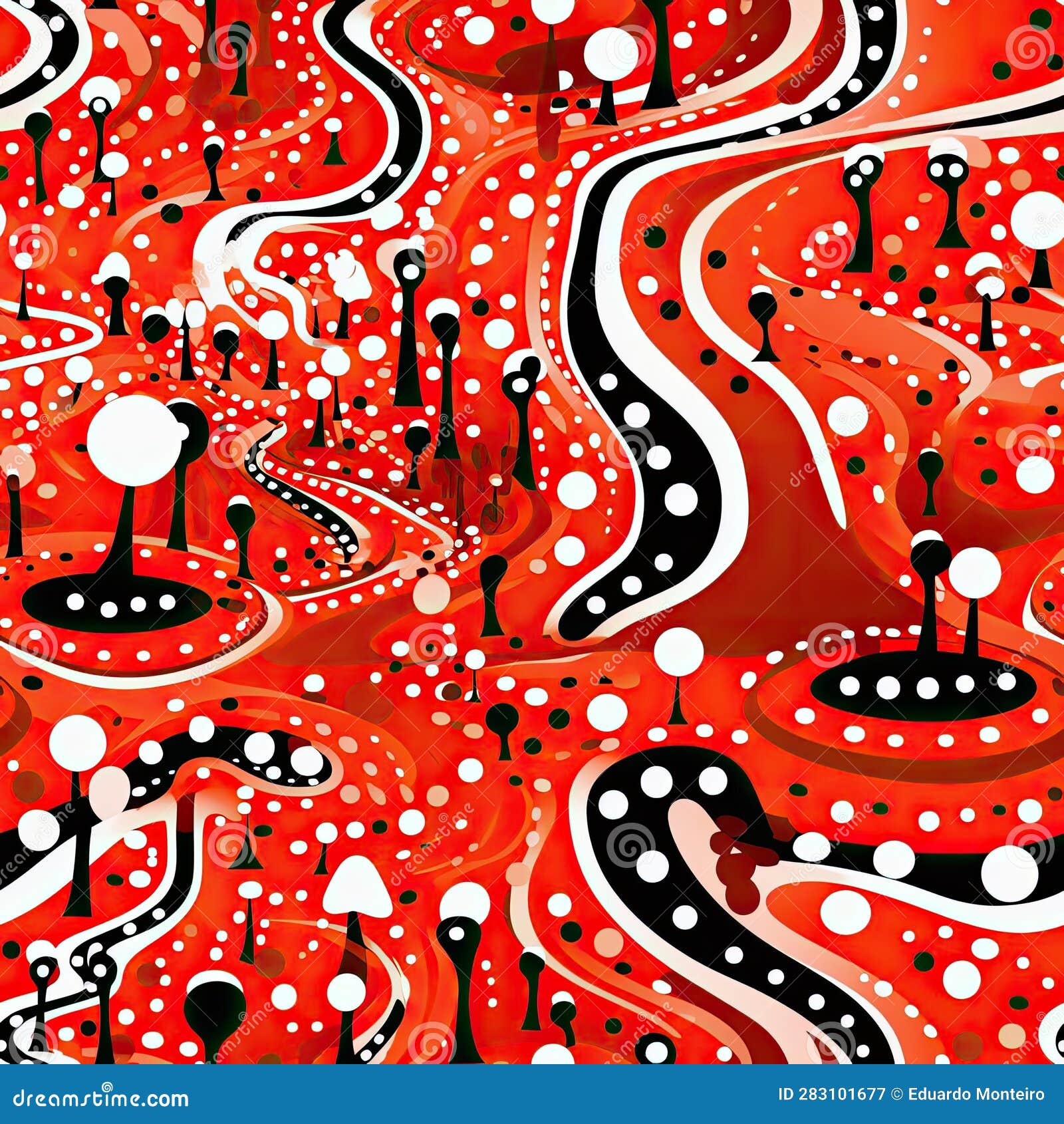 Red and Black Background with a Blob of Dots in a Psychedelic ...