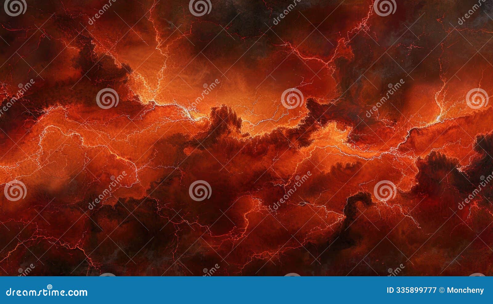 A Red and Black Background Featuring Dramatic Clouds and Lightning ...