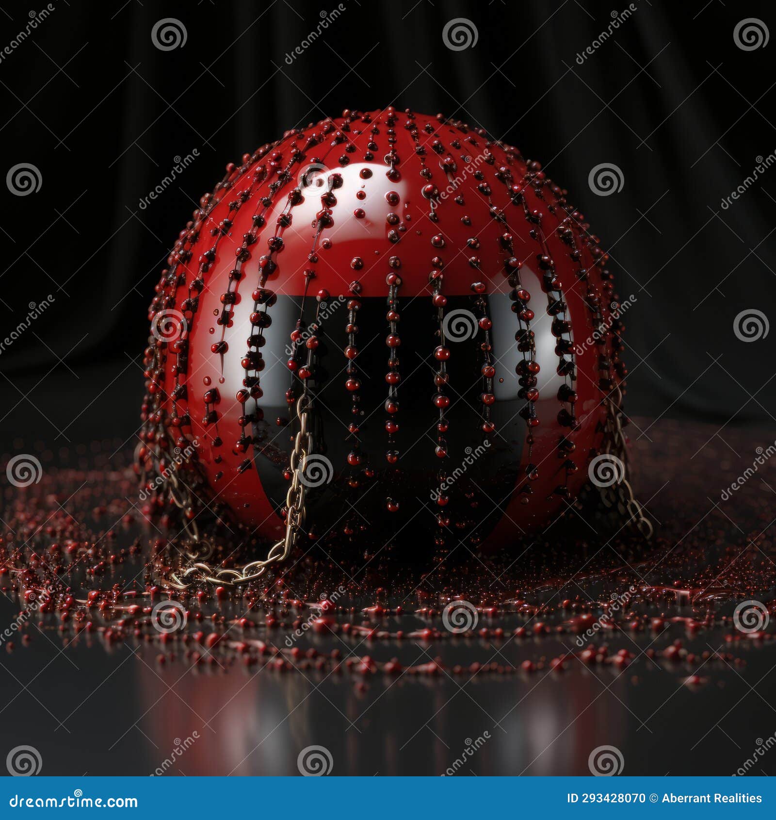A Red and Black Ball with Chains on it Stock Illustration ...