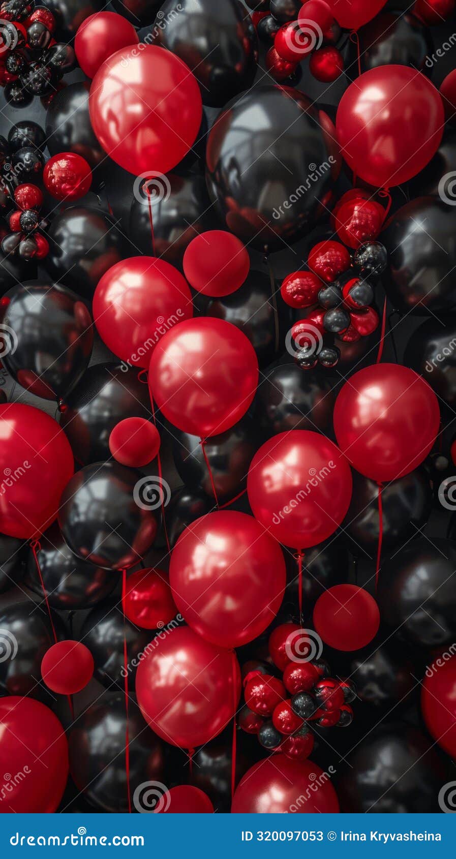 Red and Black Balloons Arranged on Black Surface Stock Image - Image of ...