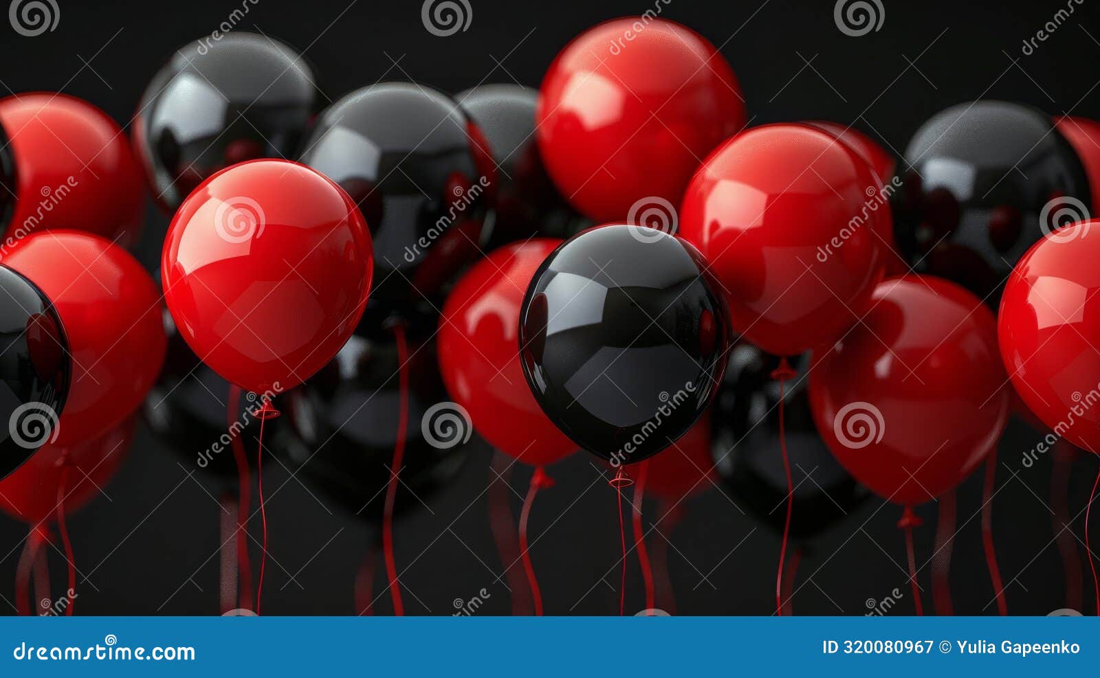 Red and Black Balloons on Table Stock Image - Image of party, black ...