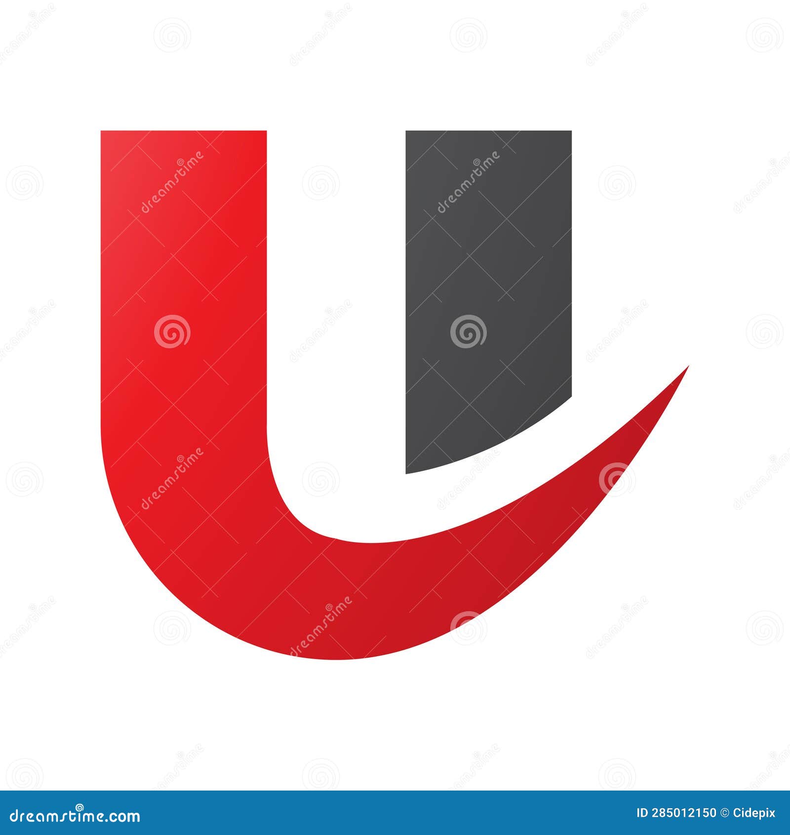 Red and Black Bold Curvy Shaped Letter U Icon Stock Vector ...