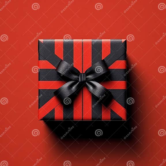 Red and Black Box with Bow on Top. it is Placed on an Orange Background ...