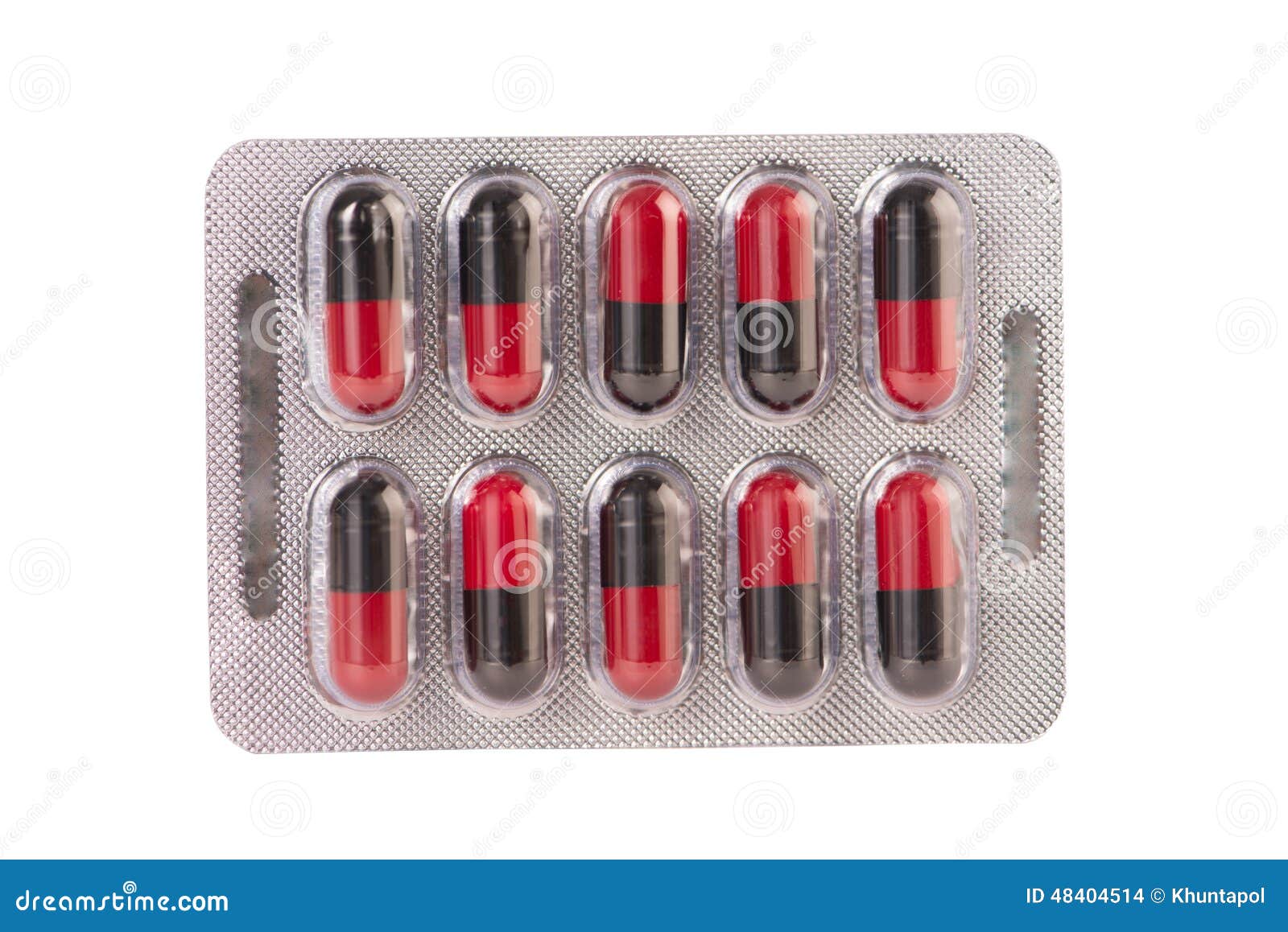 Red-black Capsule Pills Isolated On White Background With Space For ...