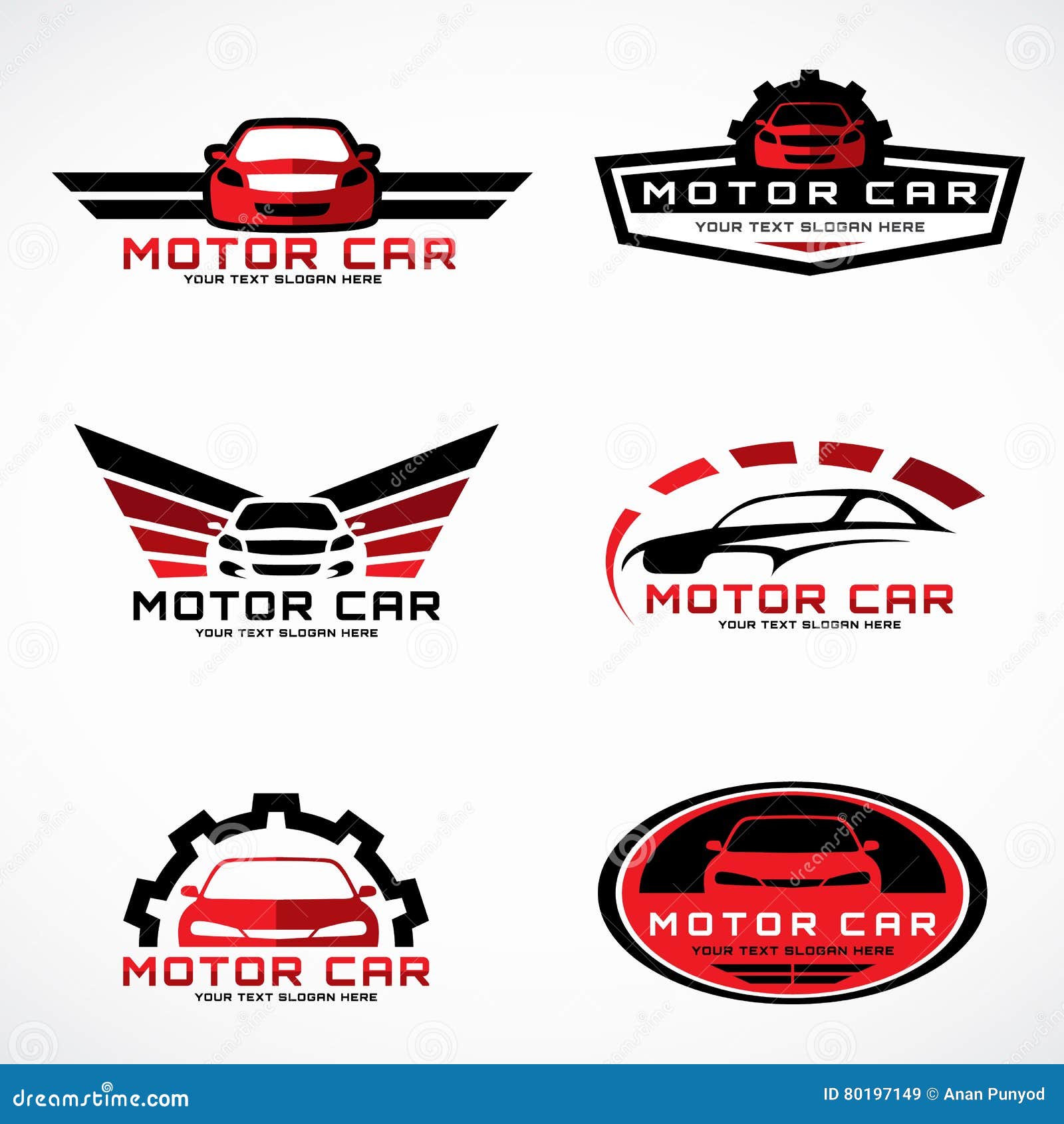 Red and Black Car Wings Logo for Business and Service Vector Set Design ...