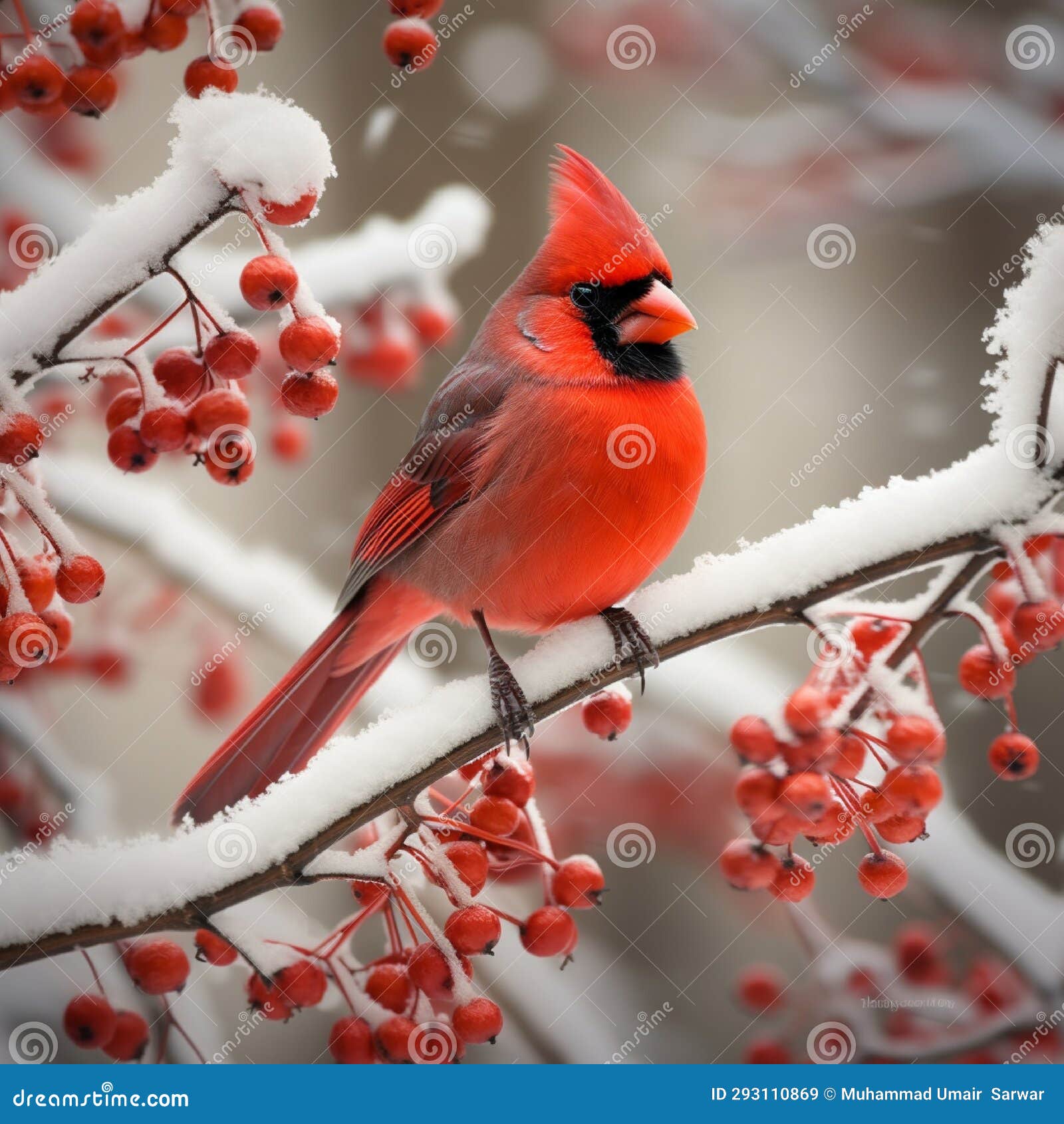 Cardinal Sitting on a Branch Generated by AI Tool Stock Illustration ...