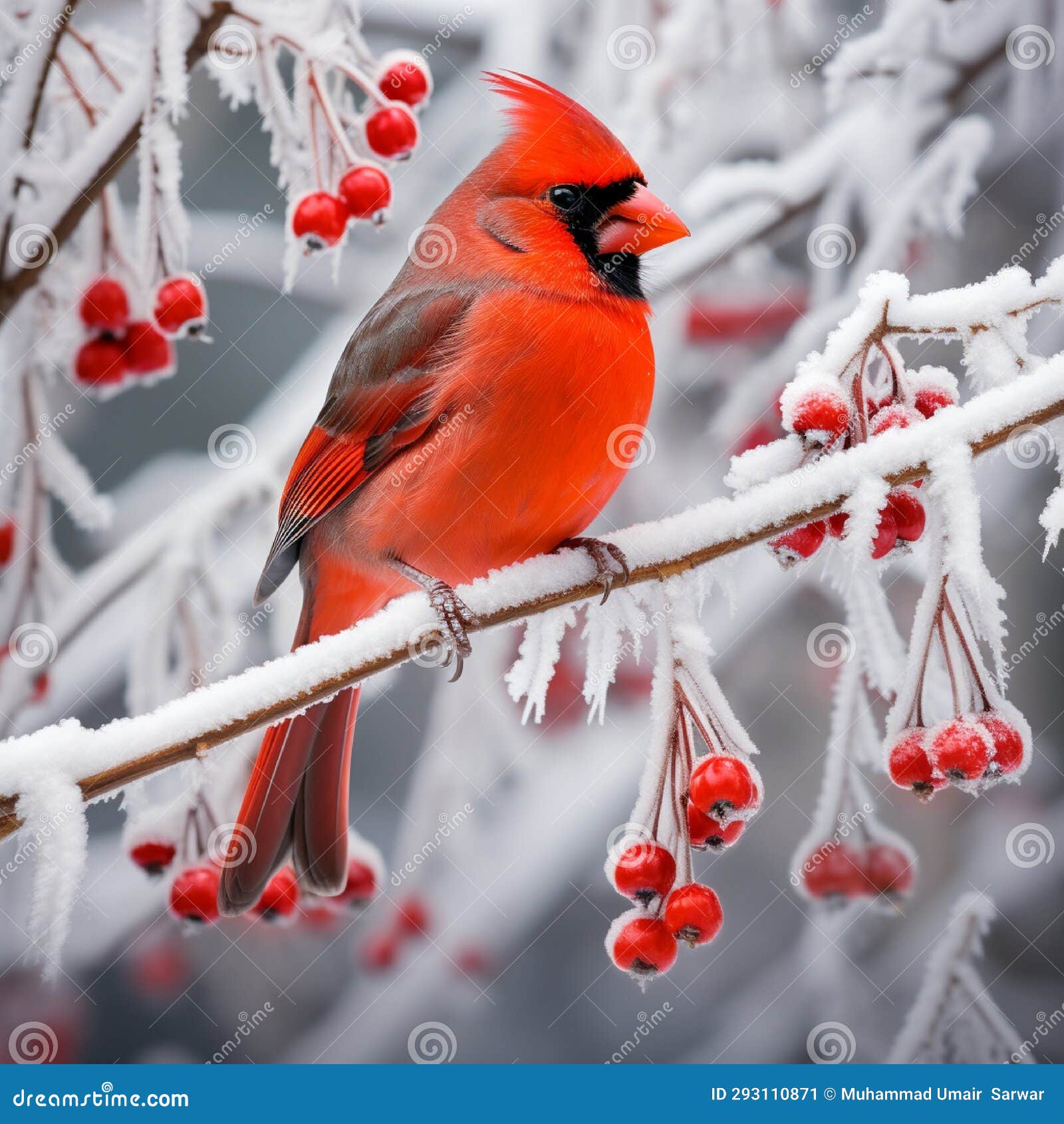 Cardinal Sitting on a Branch Generated by AI Tool Stock Illustration ...
