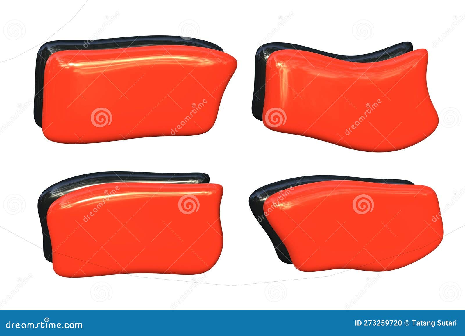 Red and Black Color Random 3d Shape Template Isolated on White Stock ...