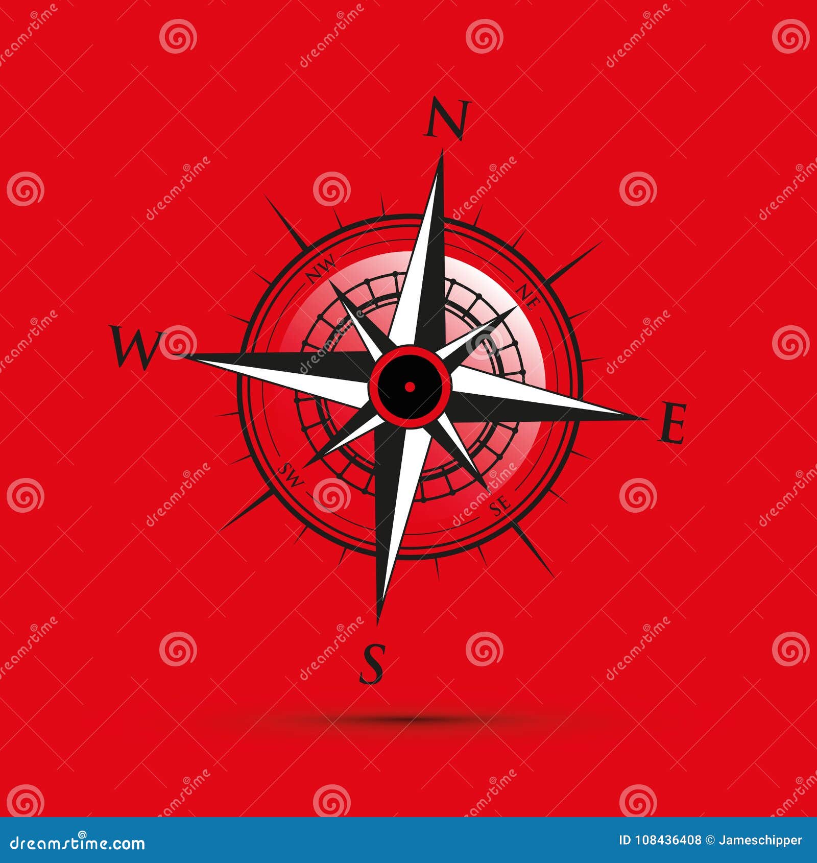 A red compass stock vector. Illustration of navigation - 108436408