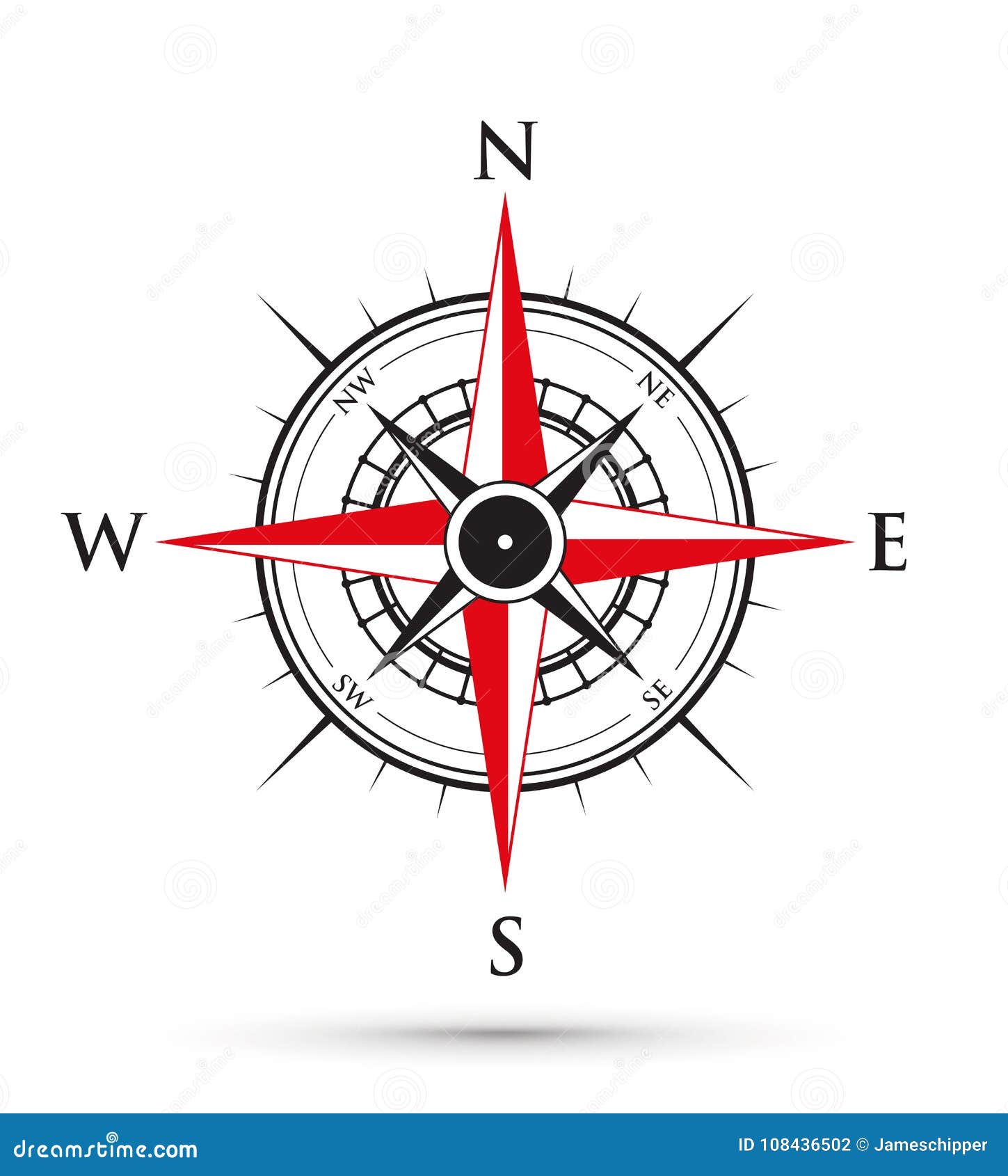 Red and black compass stock vector. Illustration of travel - 108436502