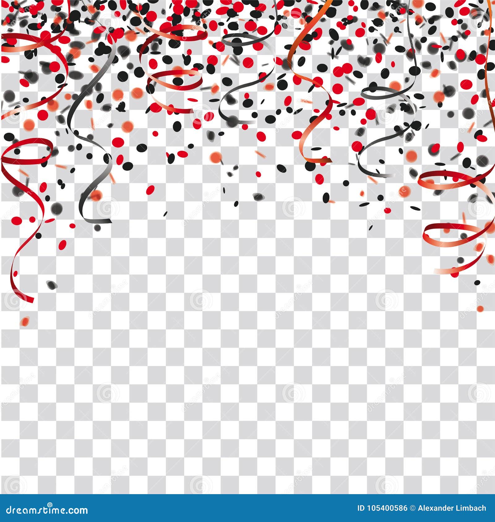 Red Black Confetti Garlands Transparent Background Vector Illustration ...