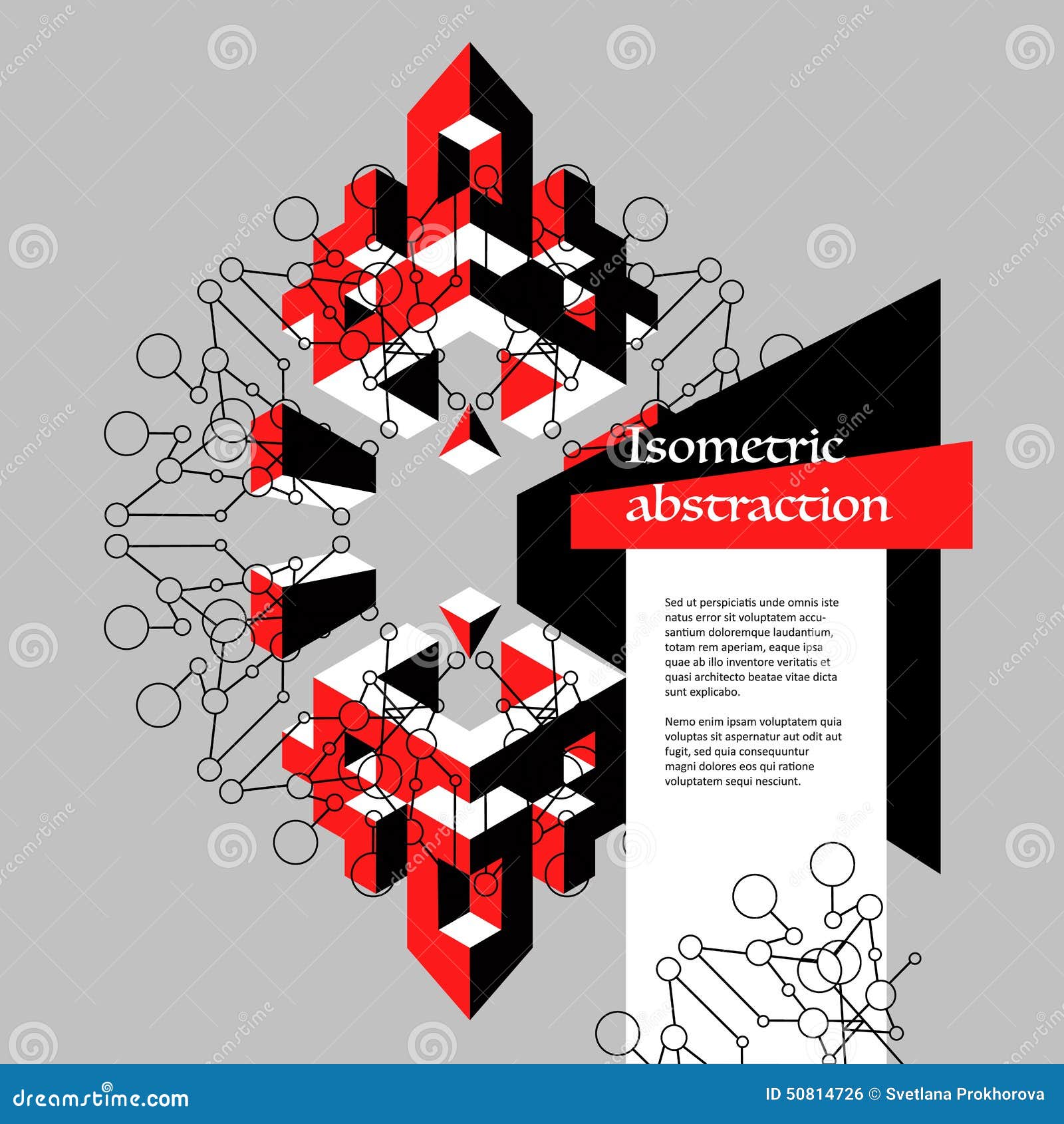 Red and Black Contrast Isometric Abstraction in Flat Style with Stock ...