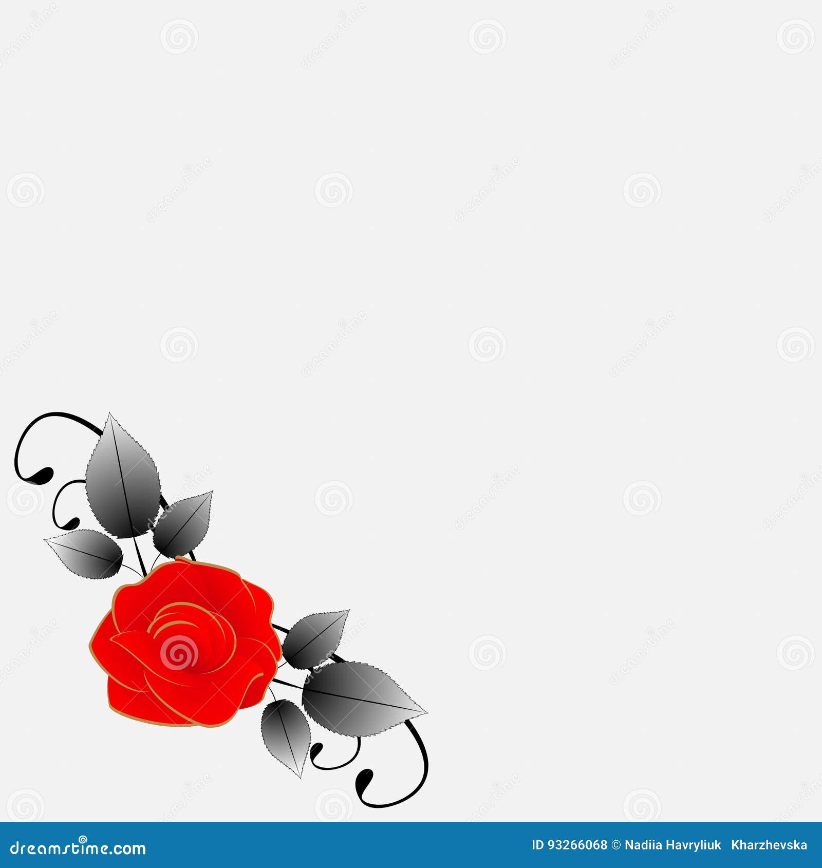 Red and Black Corner with Rose. Stock Vector - Illustration of ...