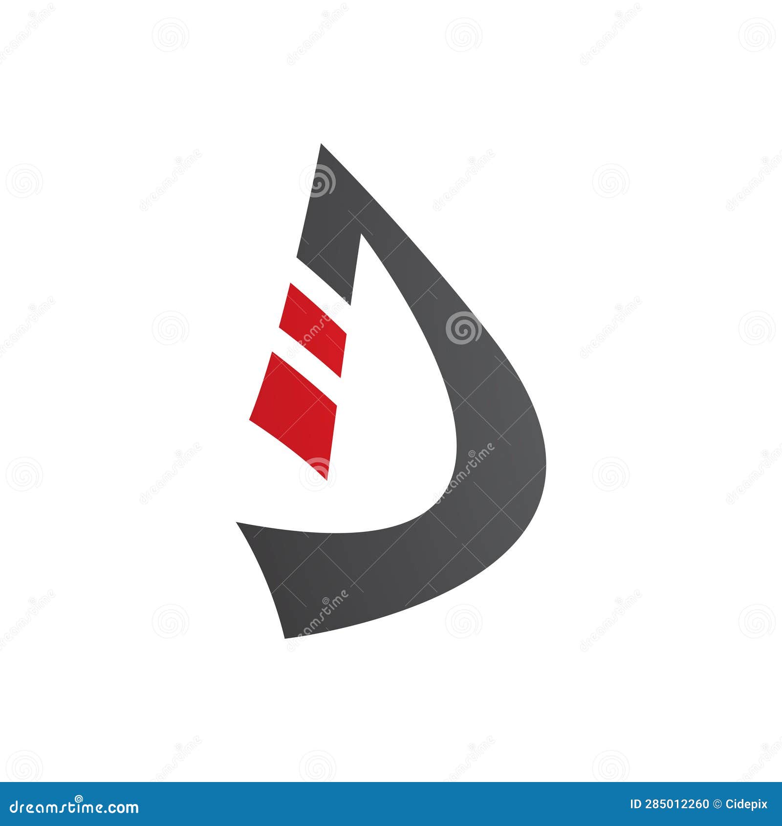 Red and Black Curved Strip Shaped Letter D Icon Stock Vector ...