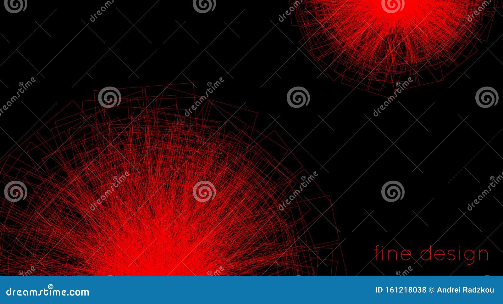Red on Black Design with Rotated Shapes by Thin Lines. Vector Graphics ...