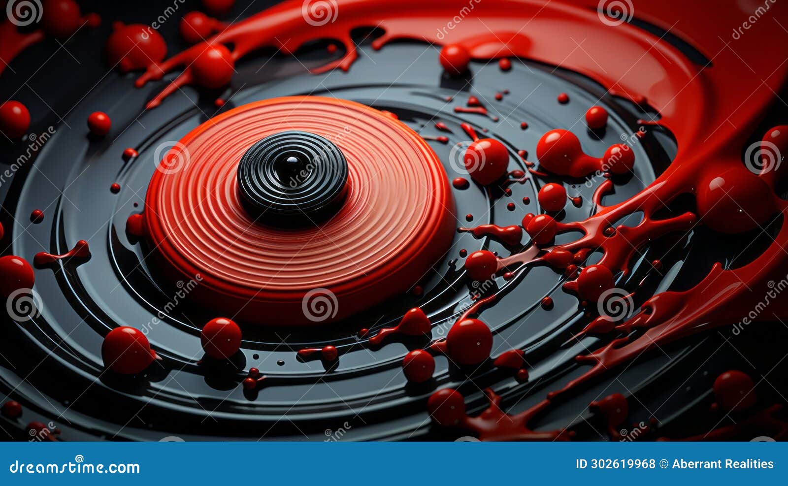 A Red and Black Disc with Paint Splatters on it Stock Illustration ...