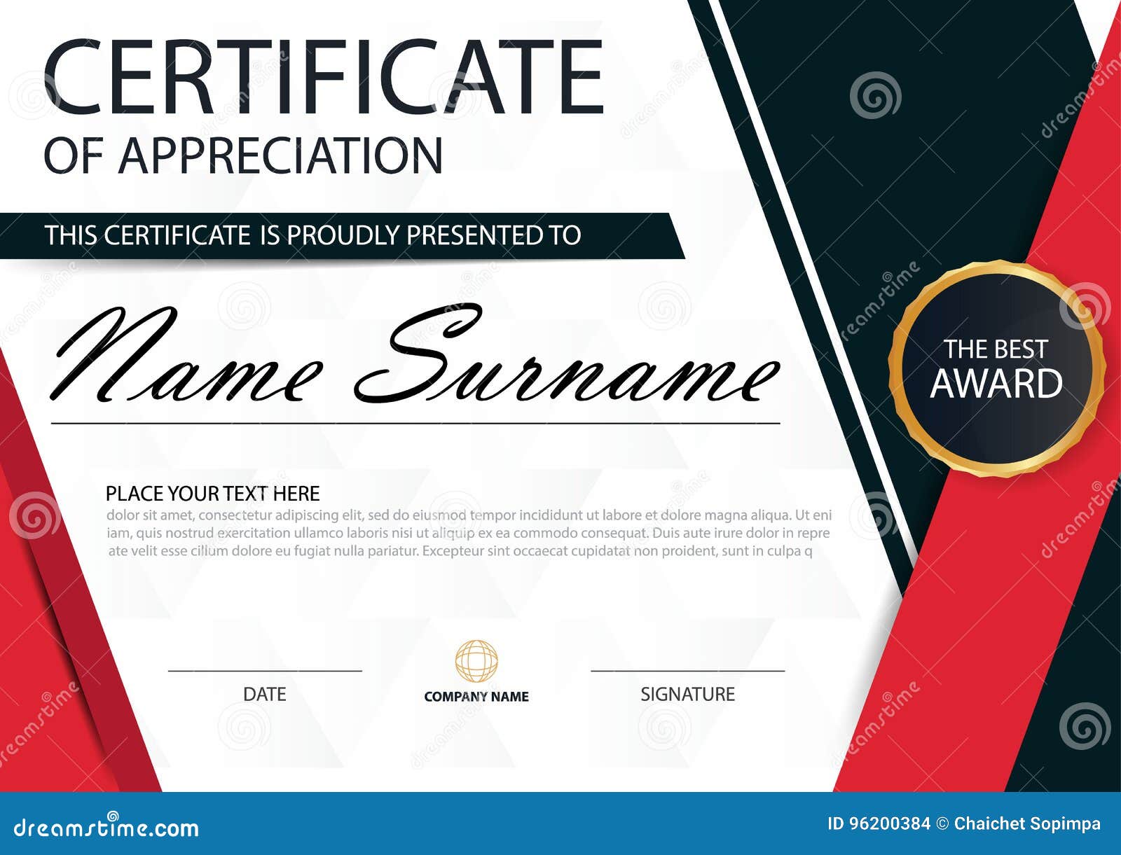 Red Black Elegance Horizontal Certificate with Vector Illustration ...