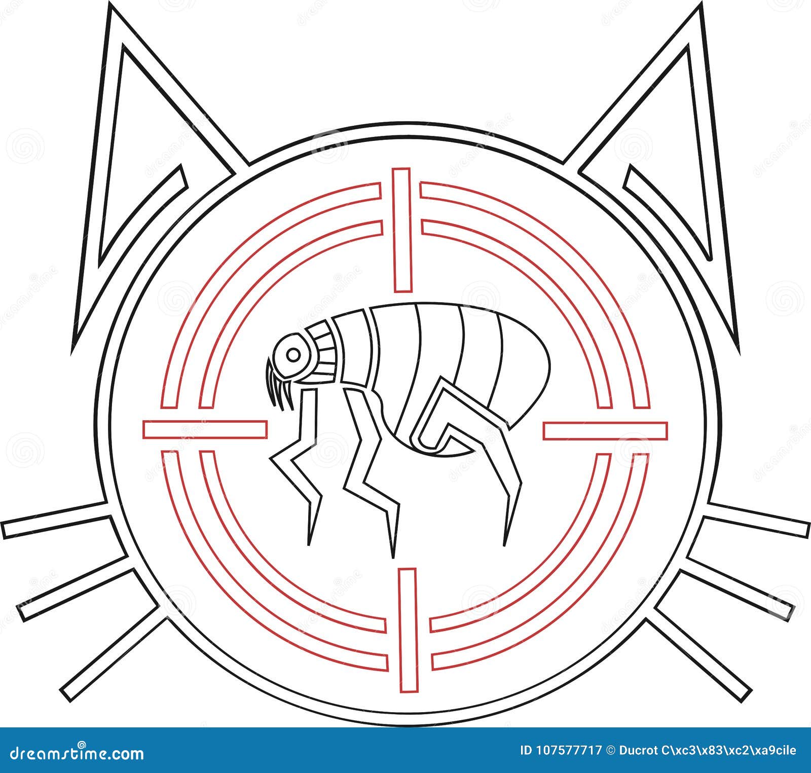 Flea In Target Line And Solid Icon, Pest Control Concept, Flea Warning ... Flea In Target Line And Solid Icon, Pest Control Concept, Flea Warning ...