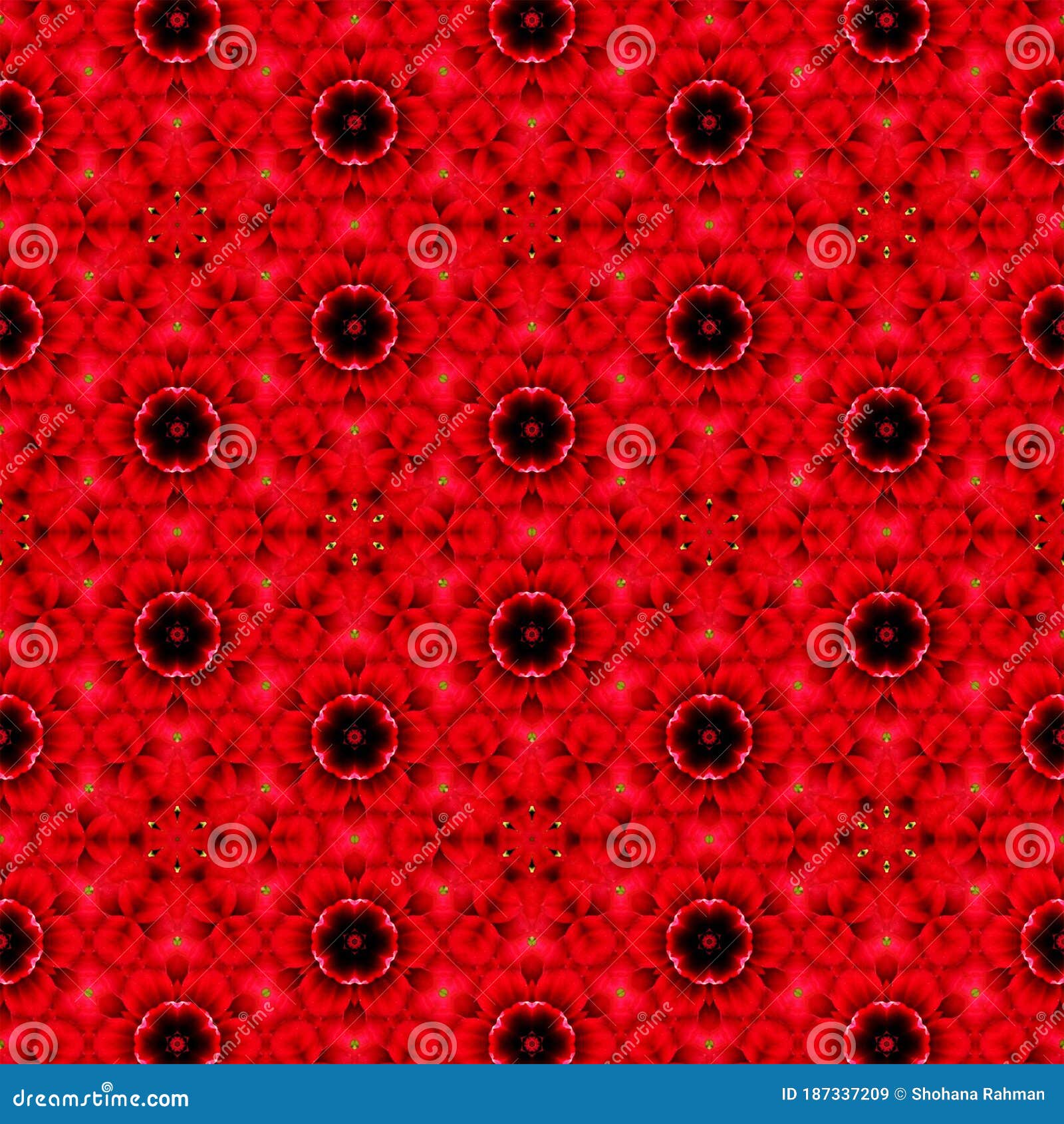 Red and Black Floral Pattern Design for Background Stock Illustration ...