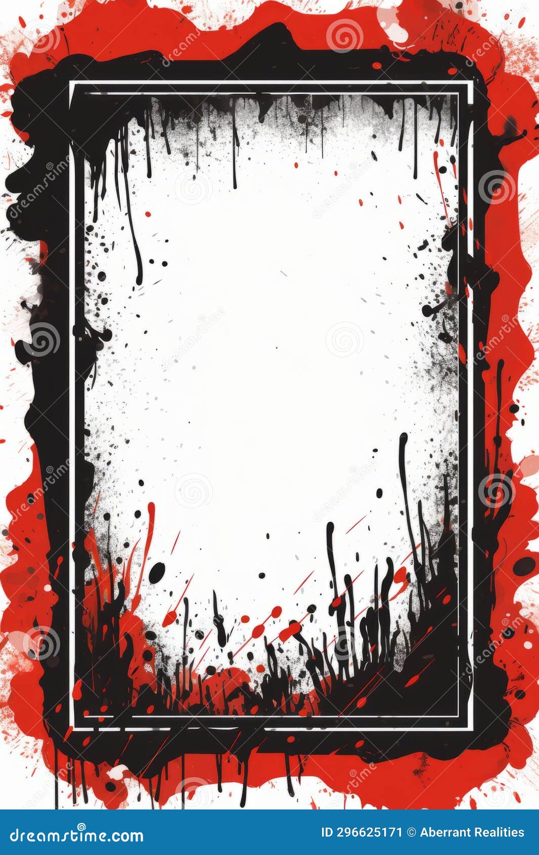 A Red and Black Frame with Paint Splatters on it Stock Illustration ...