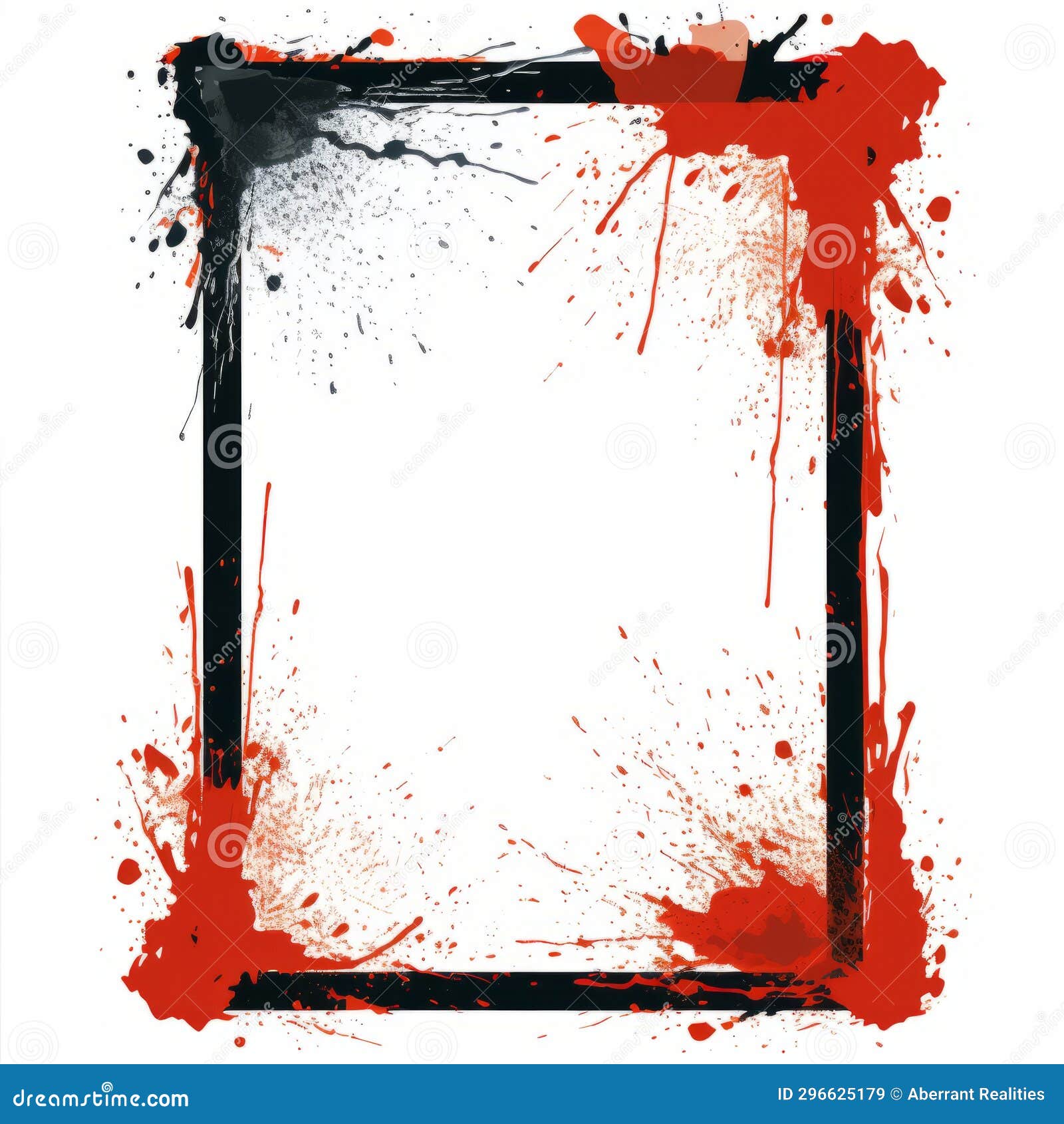 A Red and Black Frame with Paint Splatters on it Stock Illustration ...