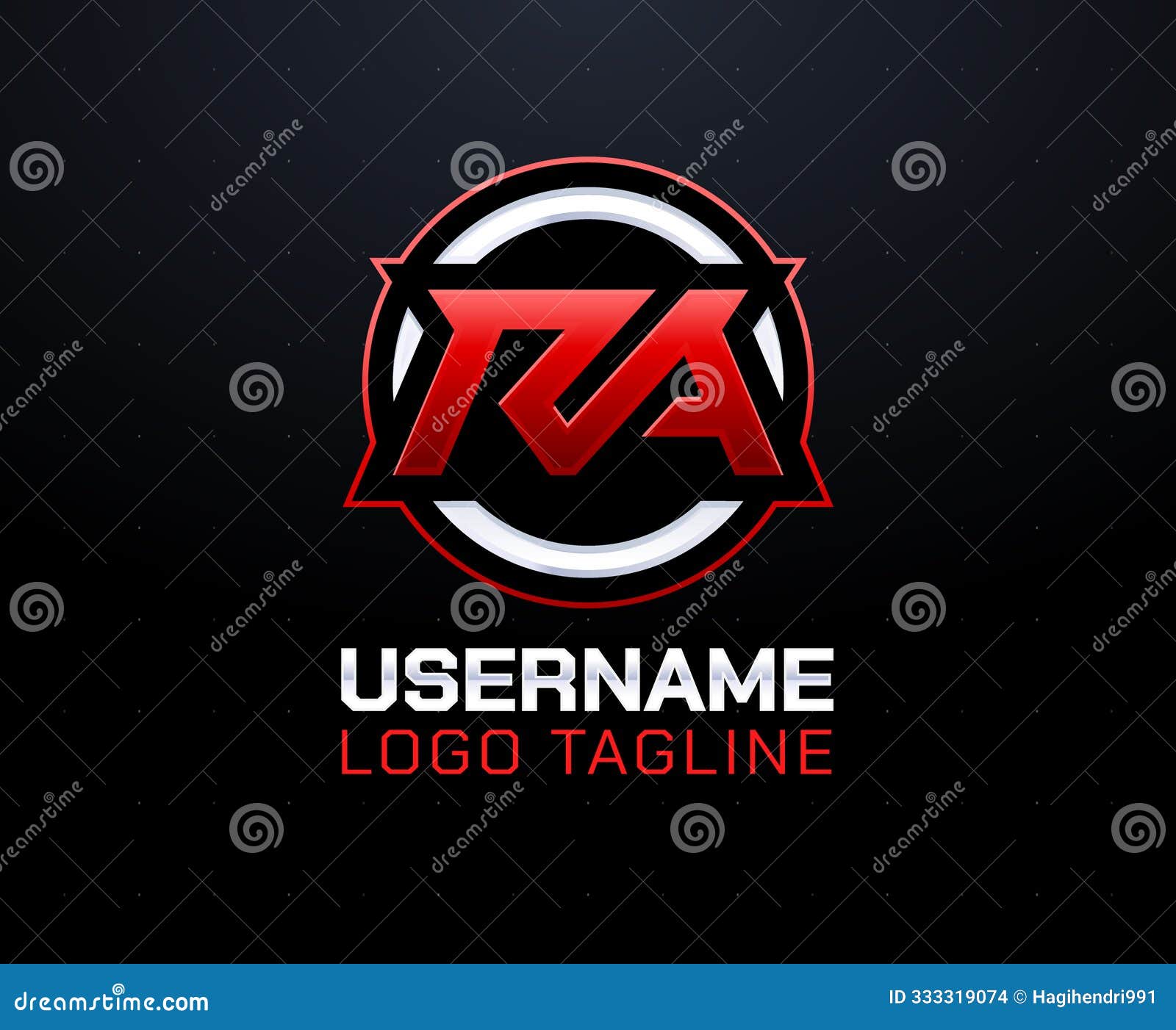 Red and Black Gaming Logo with Initials RA in Circle Esports Stock ...