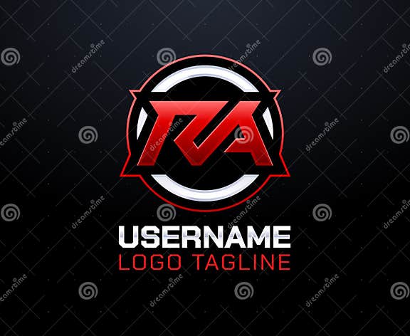 Red and Black Gaming Logo with Initials RA in Circle Esports Stock ...