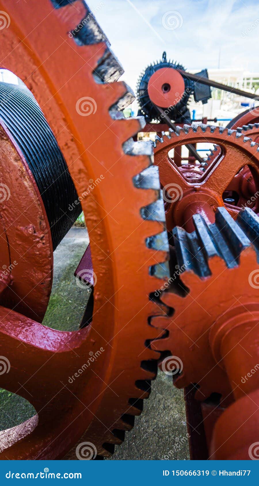 Red and Black Gears of a Machine Stock Image - Image of rope, machine ...