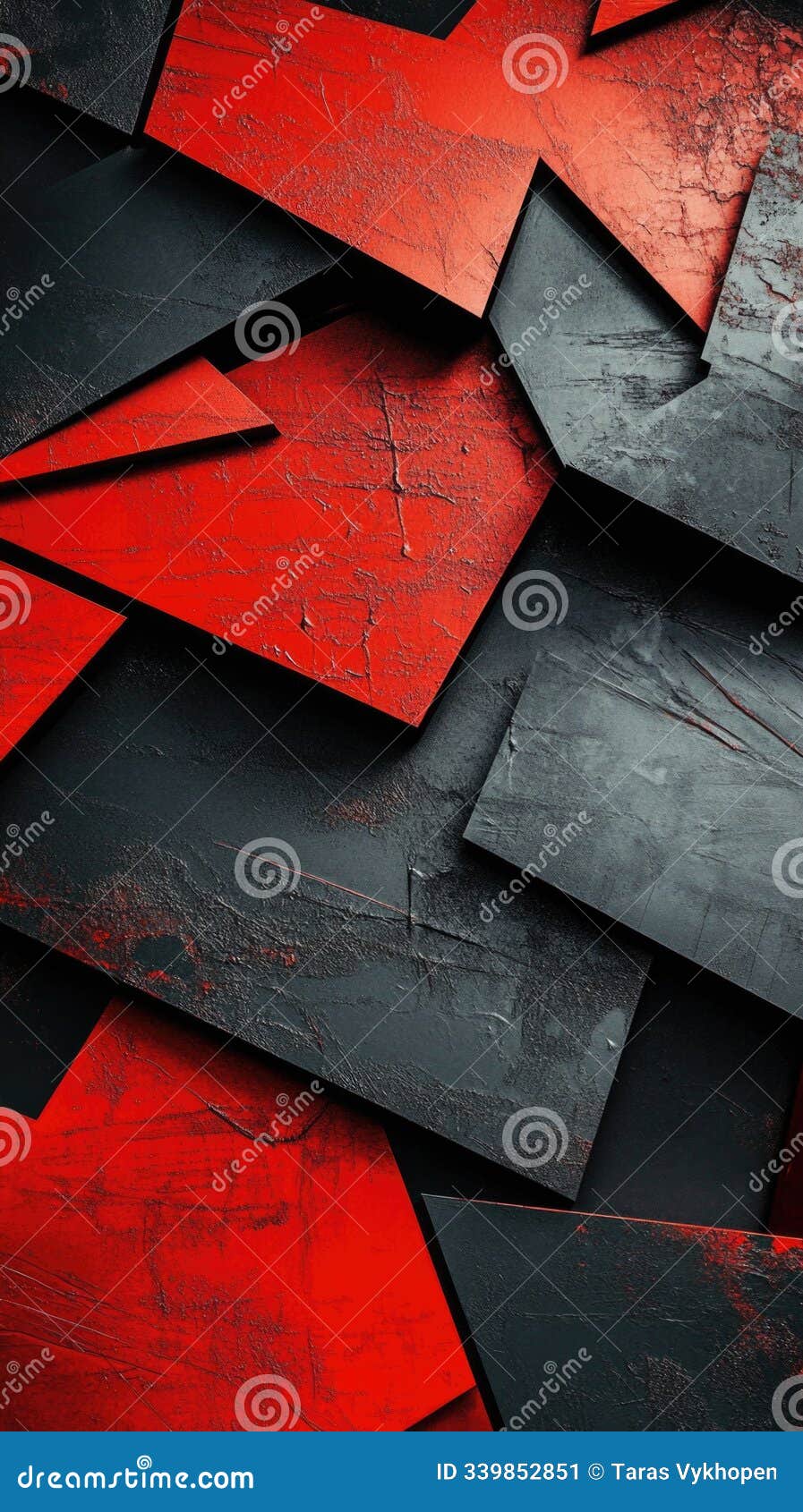 Red and Black Geometric Abstraction with Sharp Edges and Glossy ...