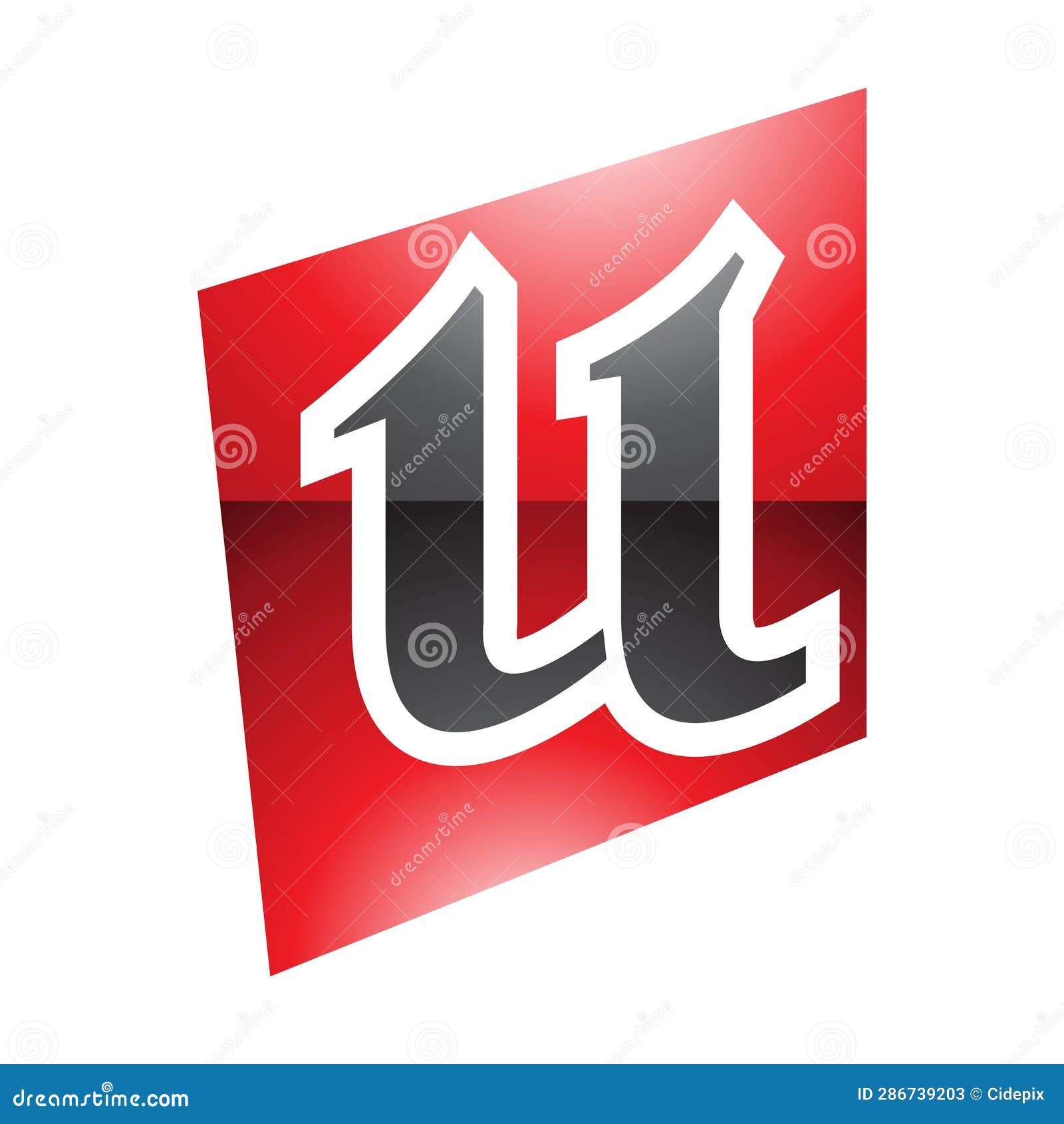 Red and Black Glossy Distorted Square Shaped Letter U Icon Stock Vector ...